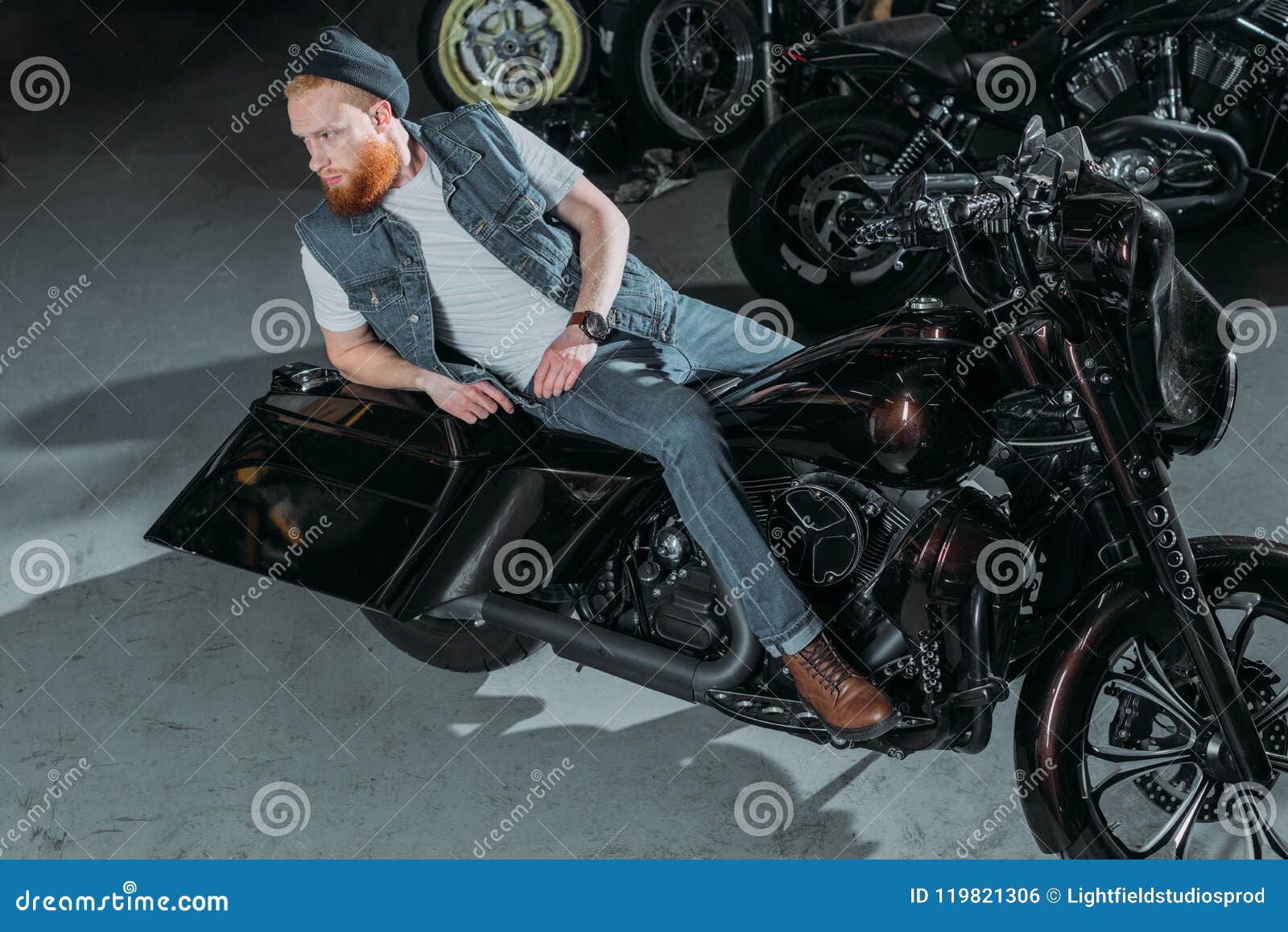 Handsome Young Man Lying on Bike Stock Photo - Image of transportation ...