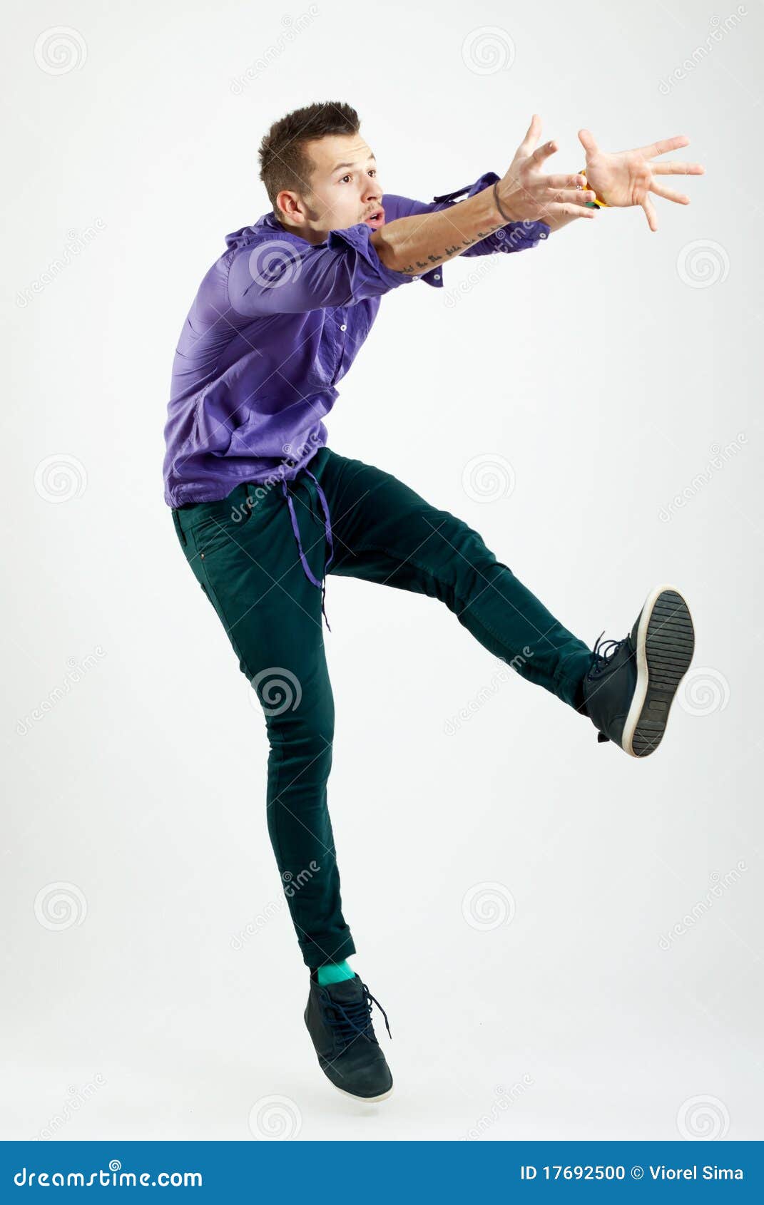 Handsome Young Man Model Jumping Stock Photo - Image of attractive ...