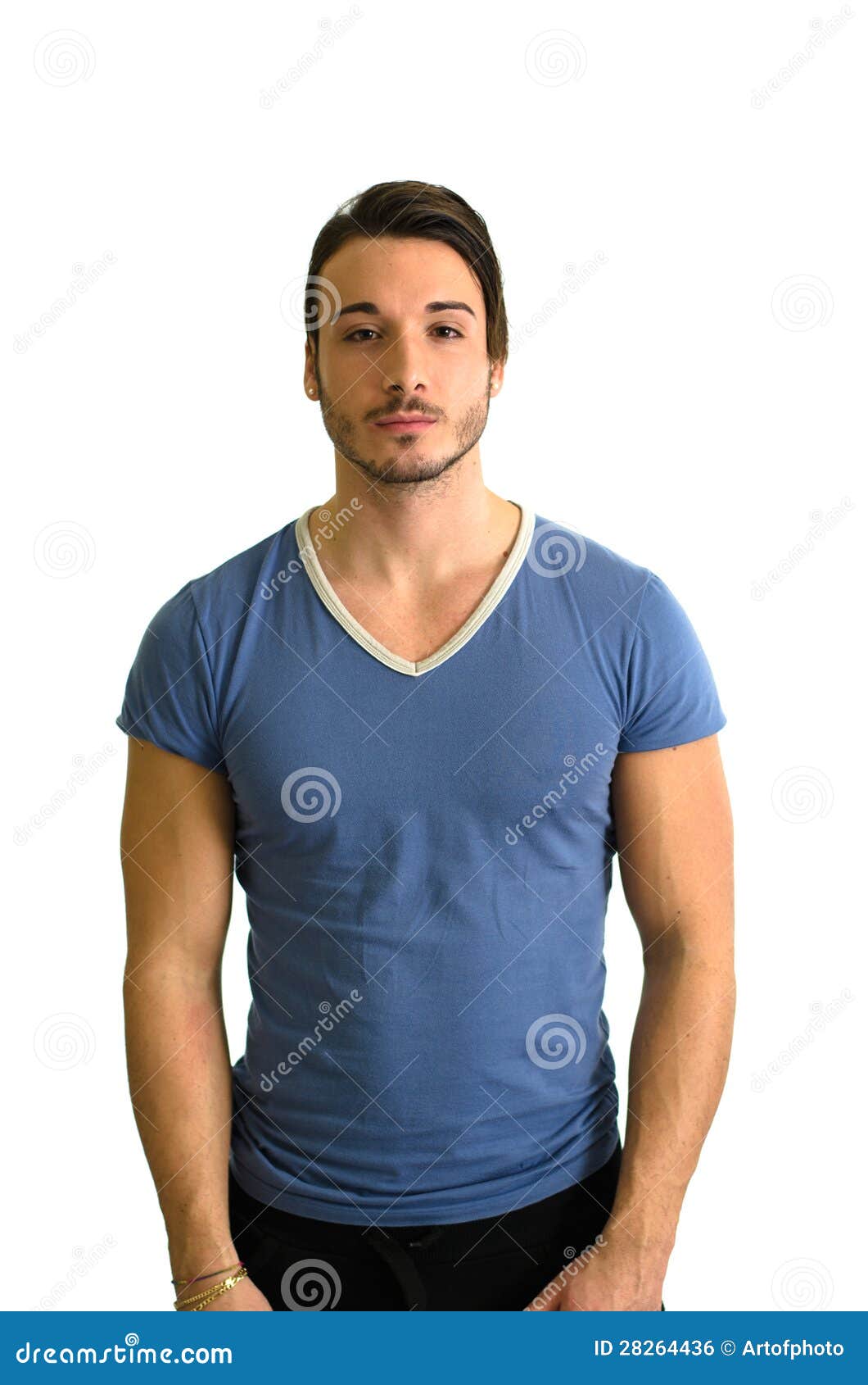 Handsome Young Man, Muscular Build, Standing on White Stock Photo ...