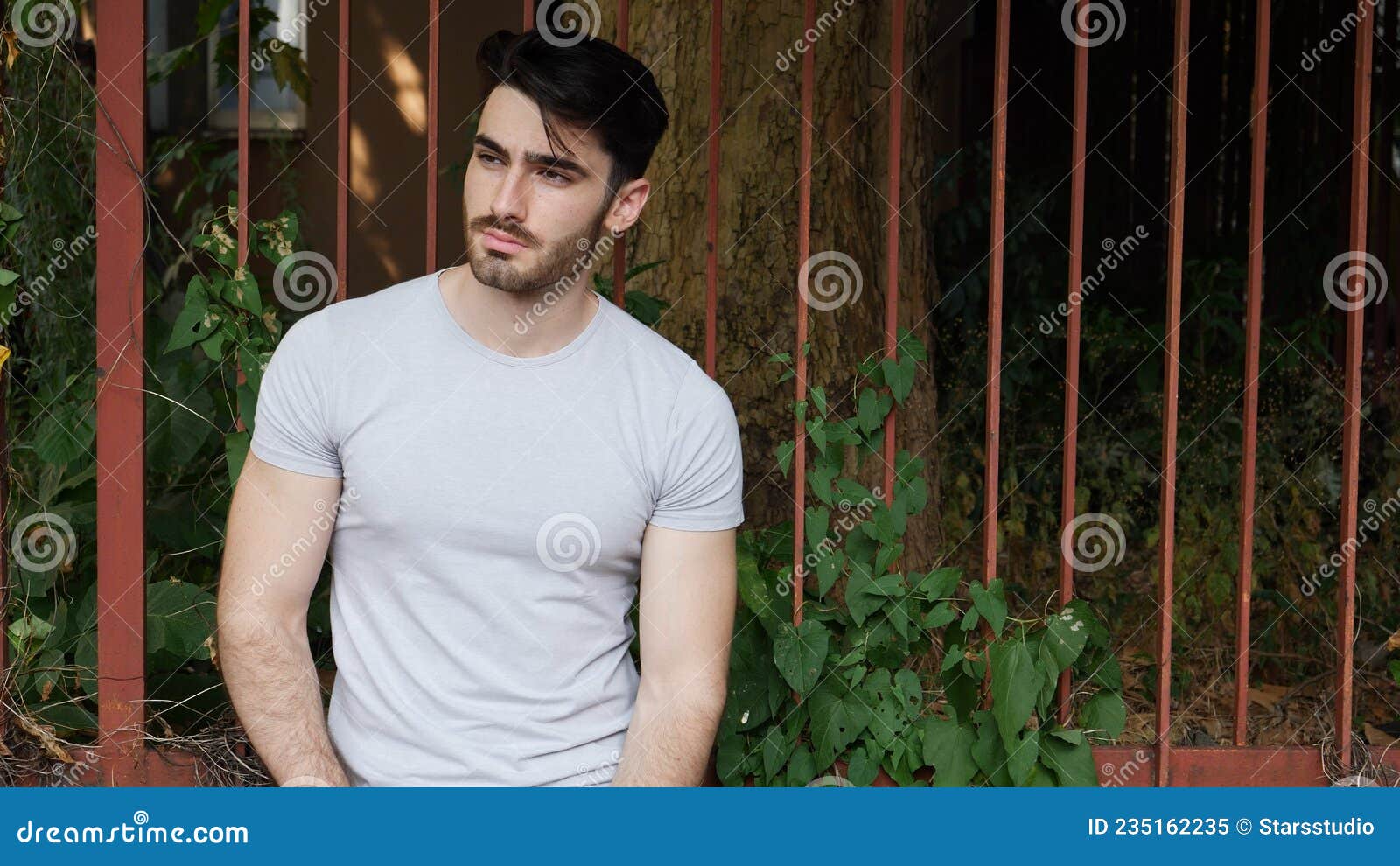 Handsome Young Man Outdoor, Standing and Looking Away Stock Image ...