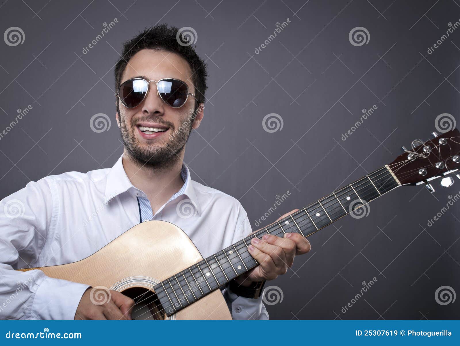 Handsome Young Man Playing Guitar Stock Image - Image of rock, male ...