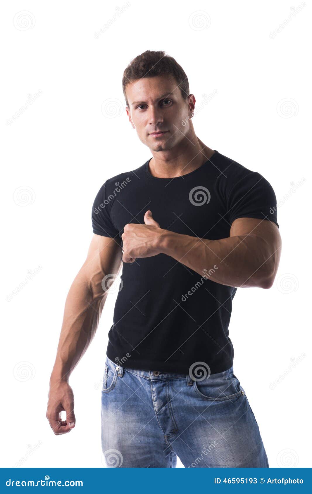Handsome Young Man Pointing Thumb Finger at Himself Stock Image - Image ...