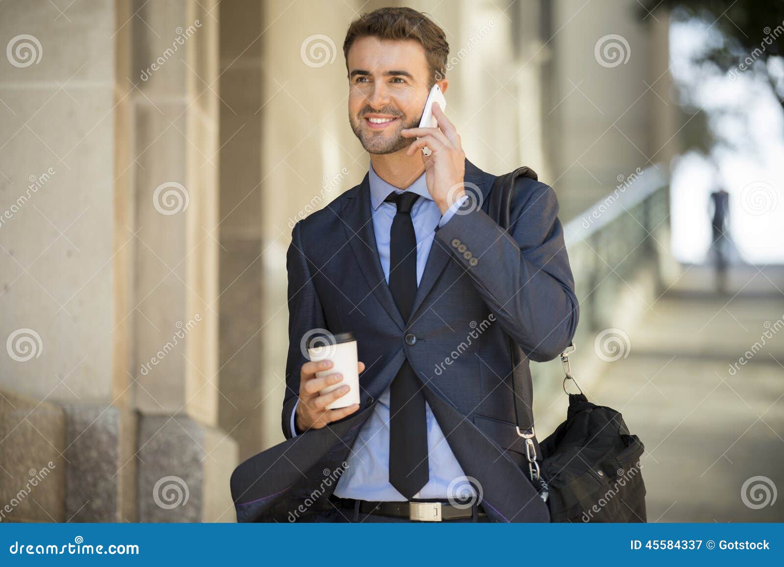 Handsome Happy Young Executive in the City Stock Image - Image of ...