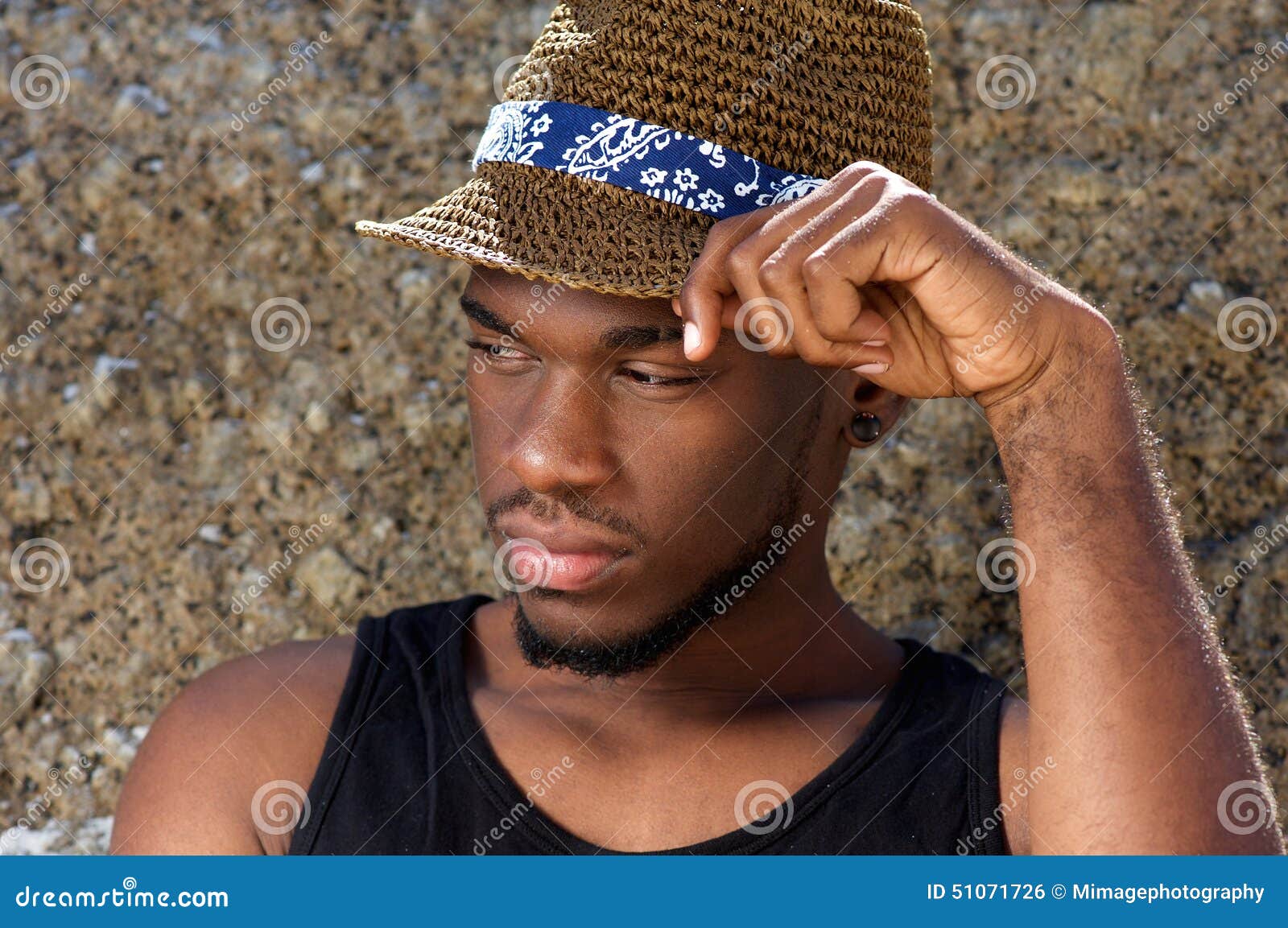 Handsome Young Man Posing with Hat Stock Photo - Image of male, head ...