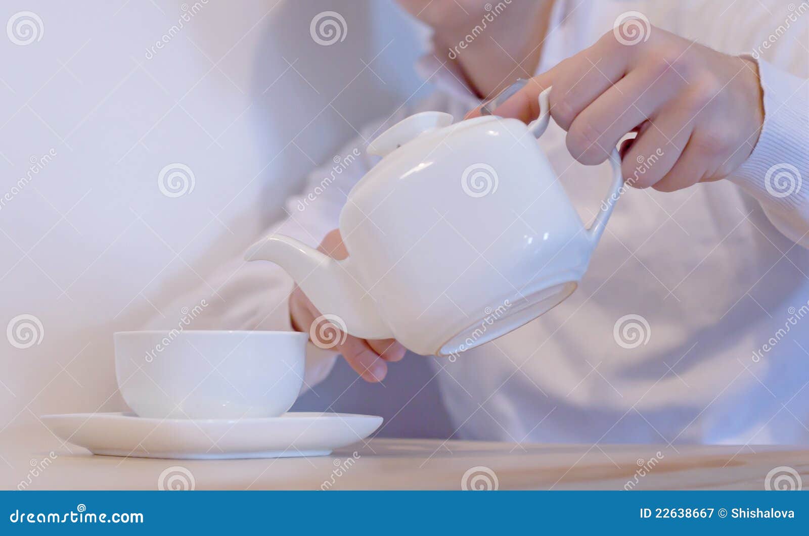 Handsome Young Man Pouring Tea in Cup Stock Image - Image of drink ...