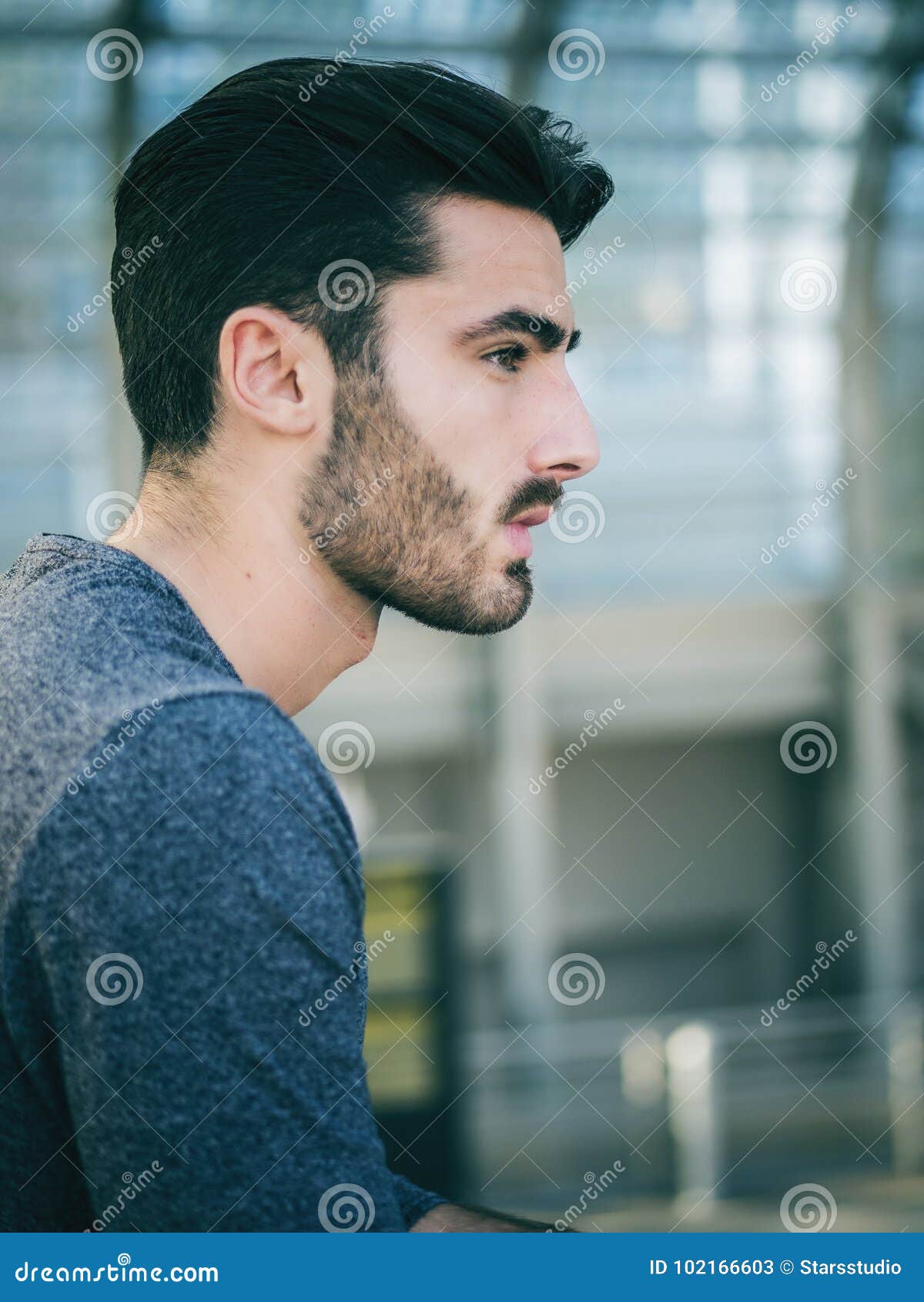 Handsome young man profile stock image. Image of headshot - 102166603