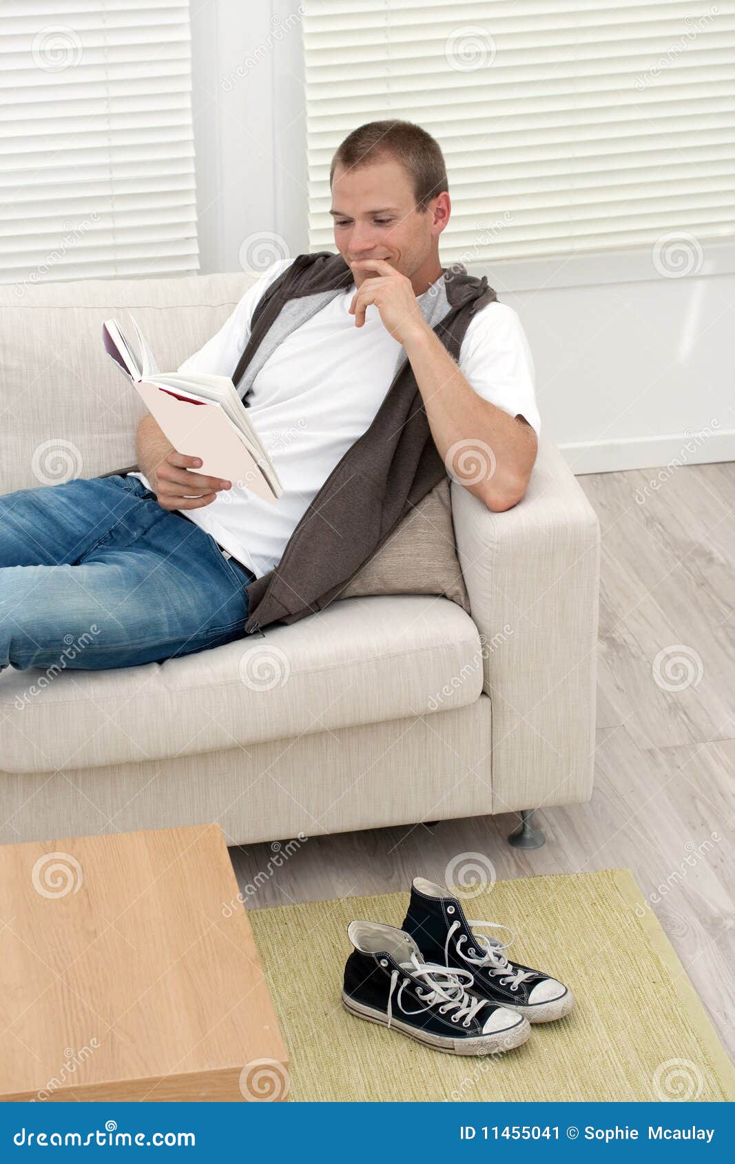 Handsome Young Man Reading Good Book Stock Image - Image of literature ...