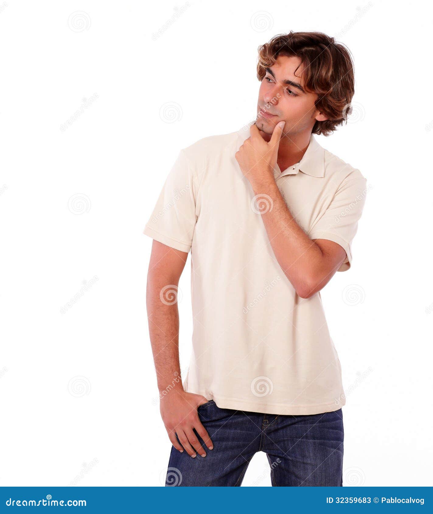 Handsome Young Man Reflecting Alone While Standing Stock Photos - Image ...