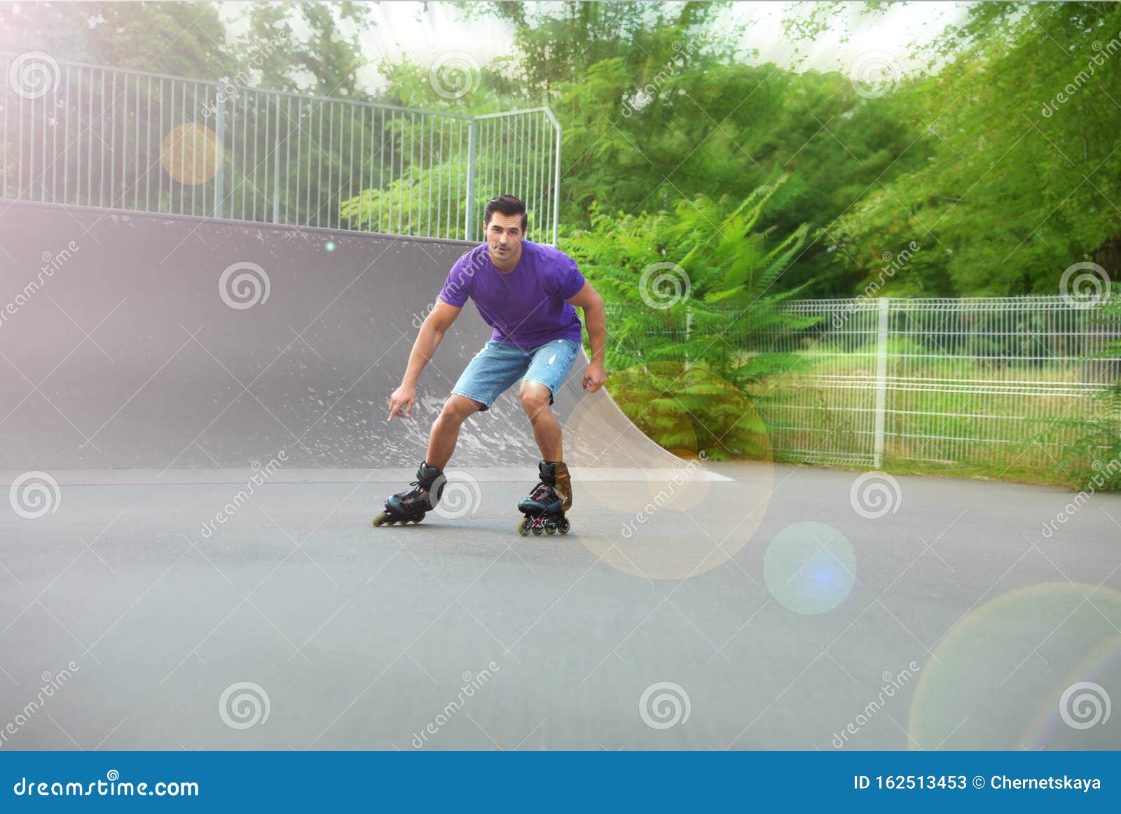 Handsome Young Man Roller Skating Stock Image - Image of park, inline ...