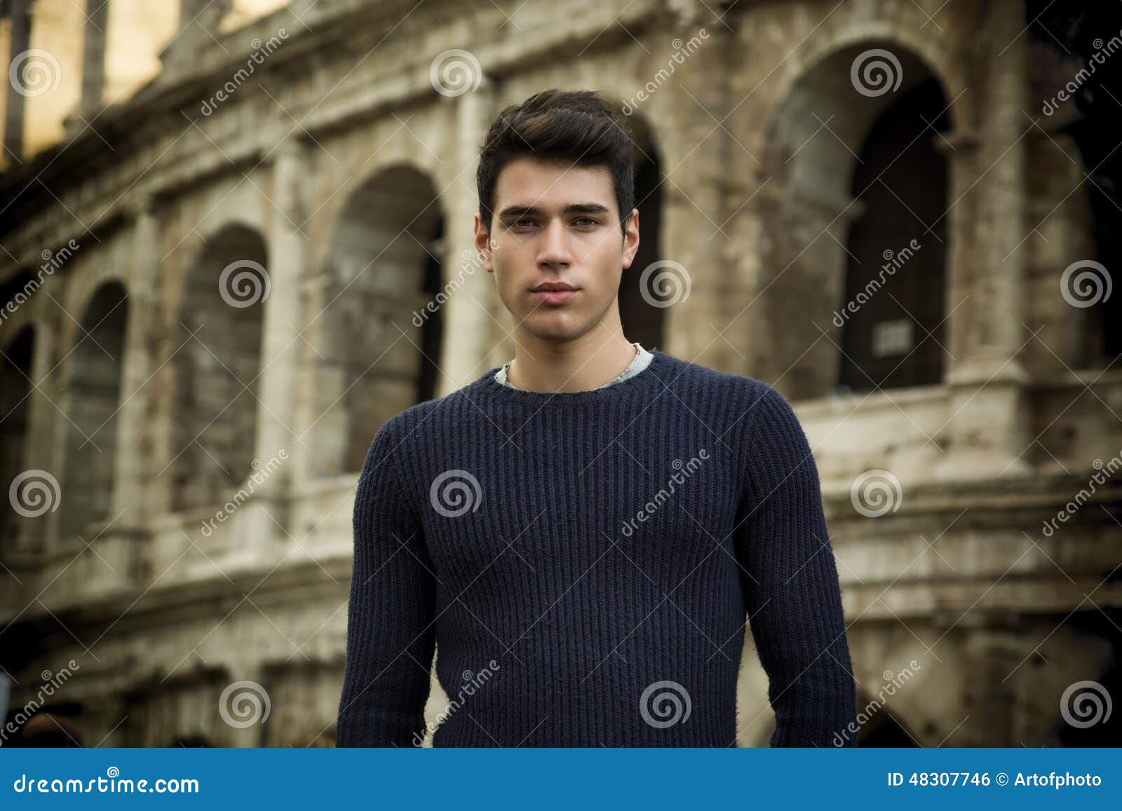 Handsome Young Man in Rome Standing in Front of the Colosseum Stock ...