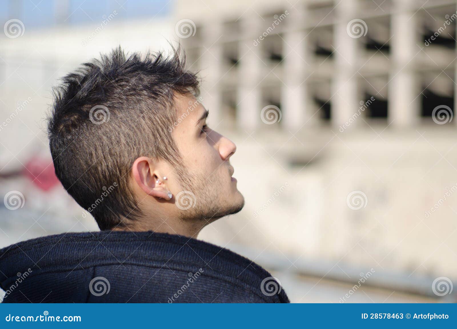 Handsome Young Man S Profile Looking Up Stock Image - Image of stylish ...