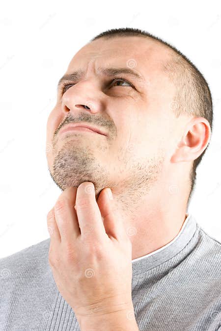 Handsome Young Man Scratching His Beard Stock Image - Image of funny ...