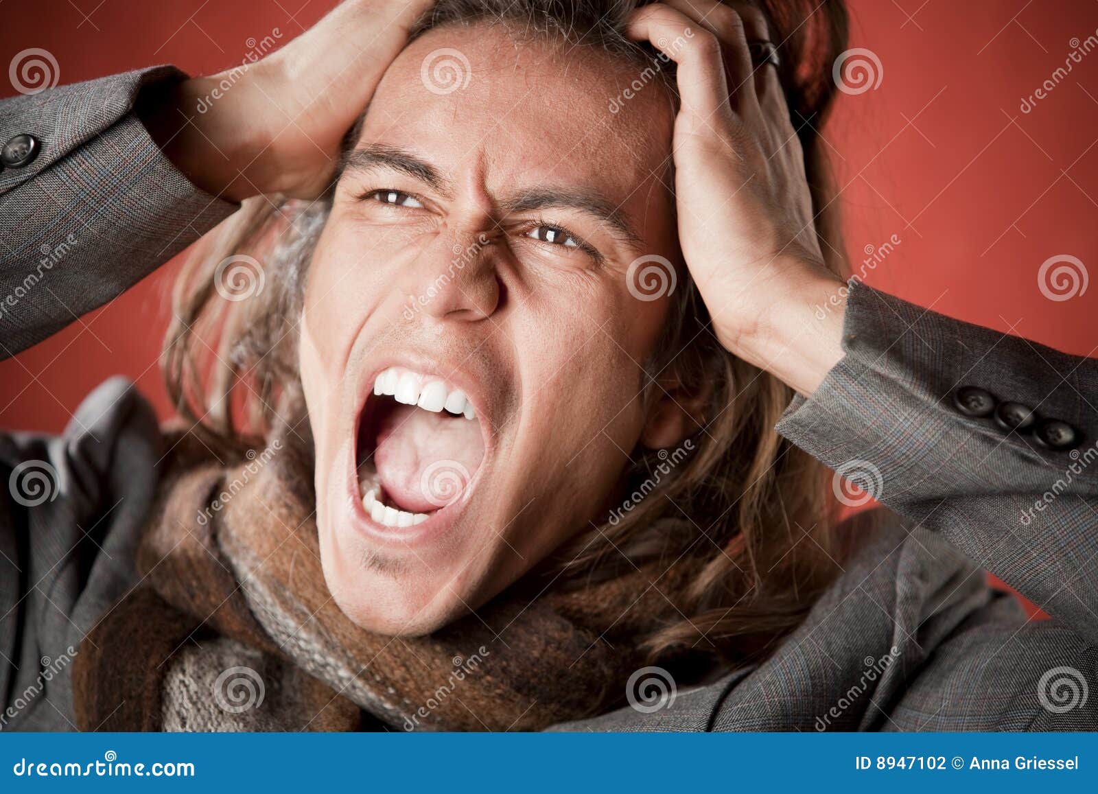 Handsome Young Man Screaming Stock Photo - Image of patch, american ...