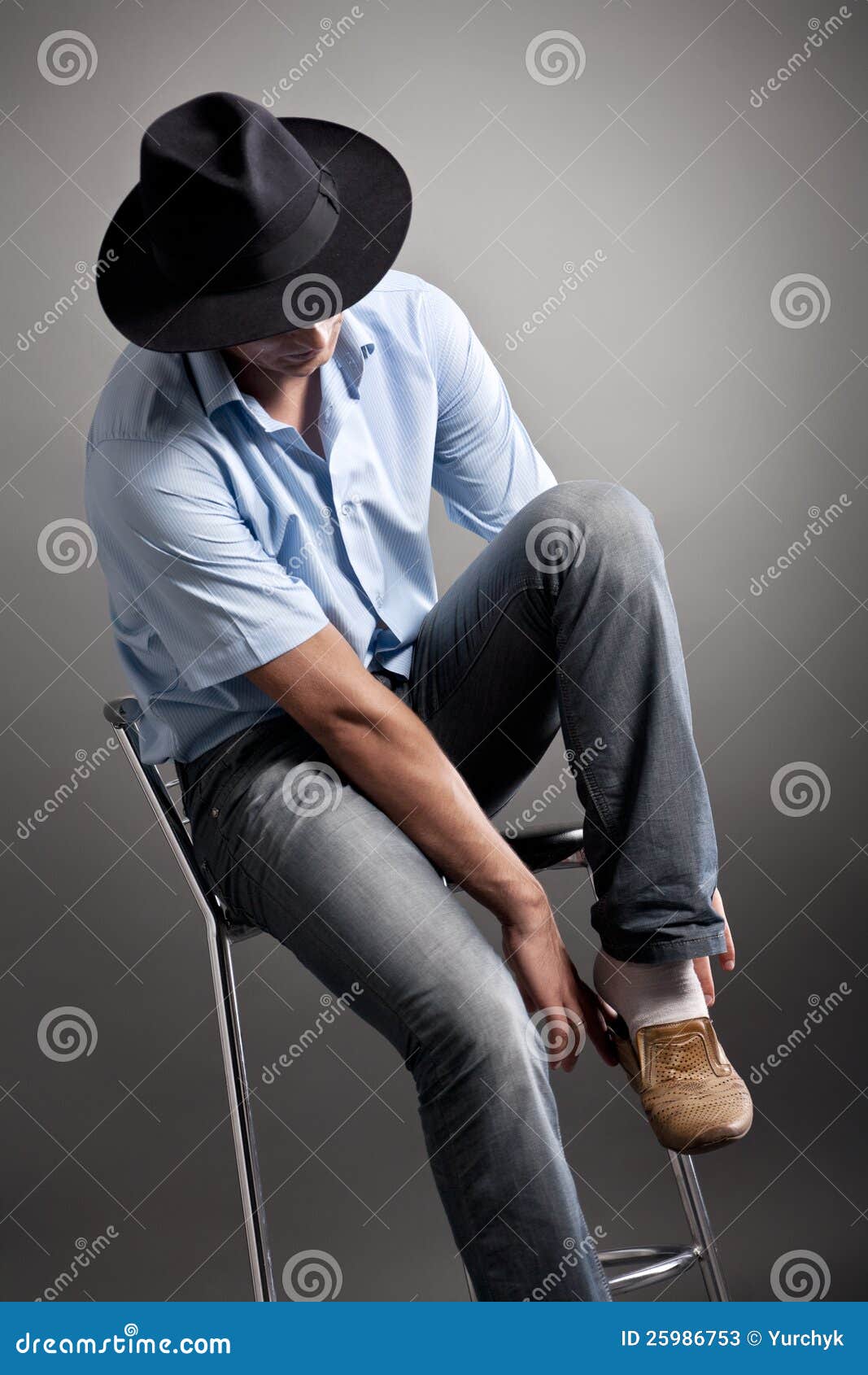 Handsome Young Man with Shoe Stock Image - Image of clothing ...