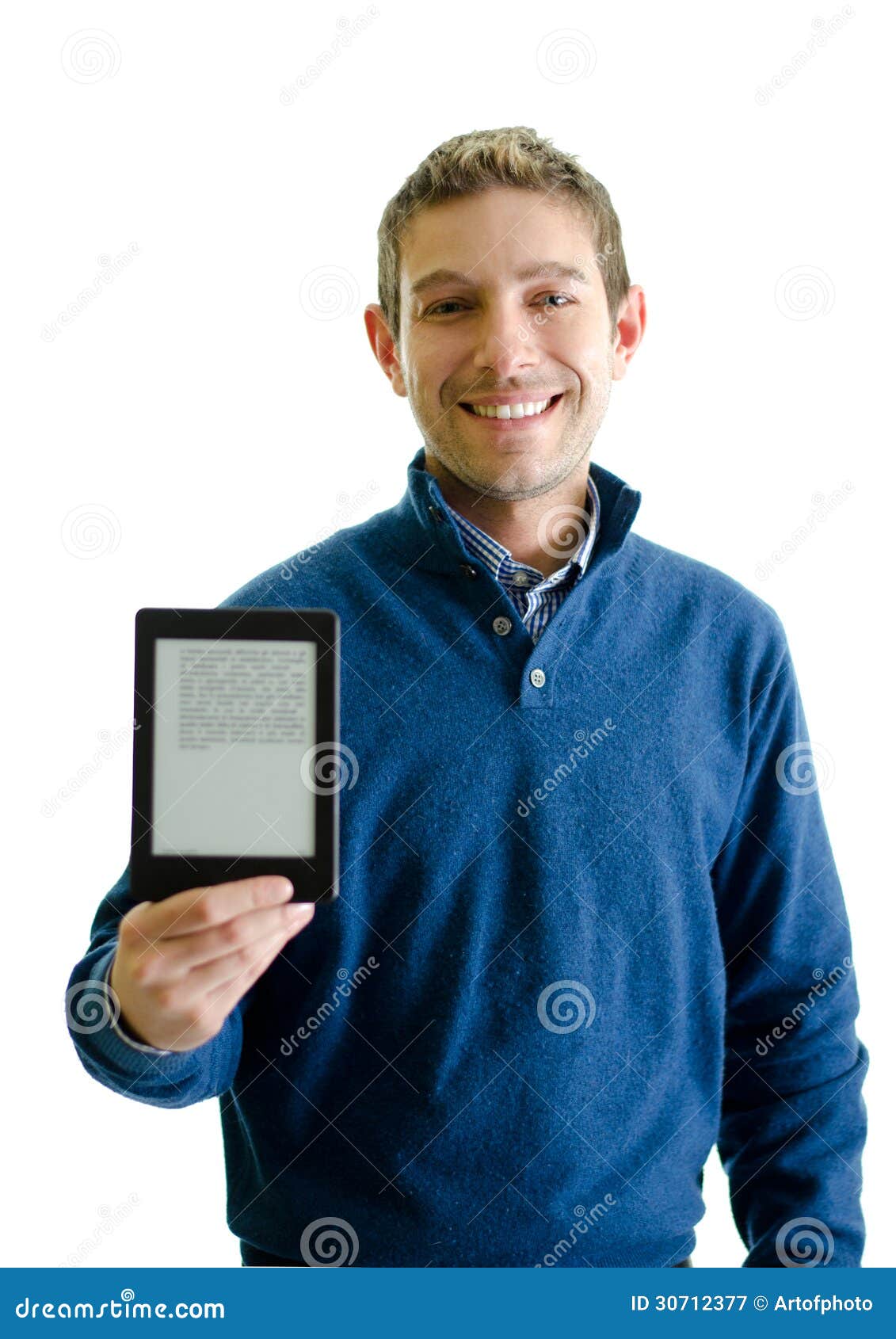 Handsome Young Man Showing Ebook Reader Stock Image - Image of portable ...