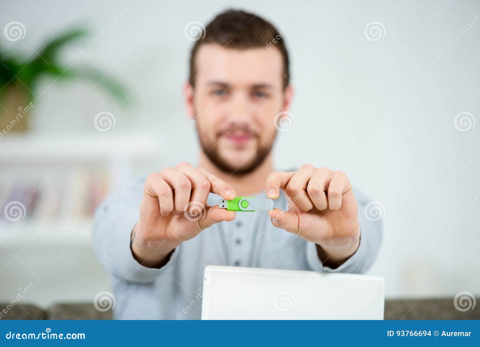 Handsome Young Man Showing Usb Key in Hand Stock Photo - Image of smart ...