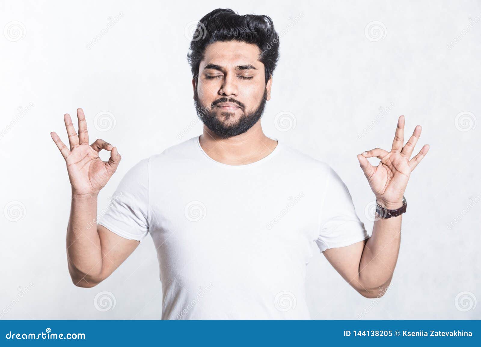 Handsome Young Man Shows Ok Sign. Body Language Concept. Stock Image ...