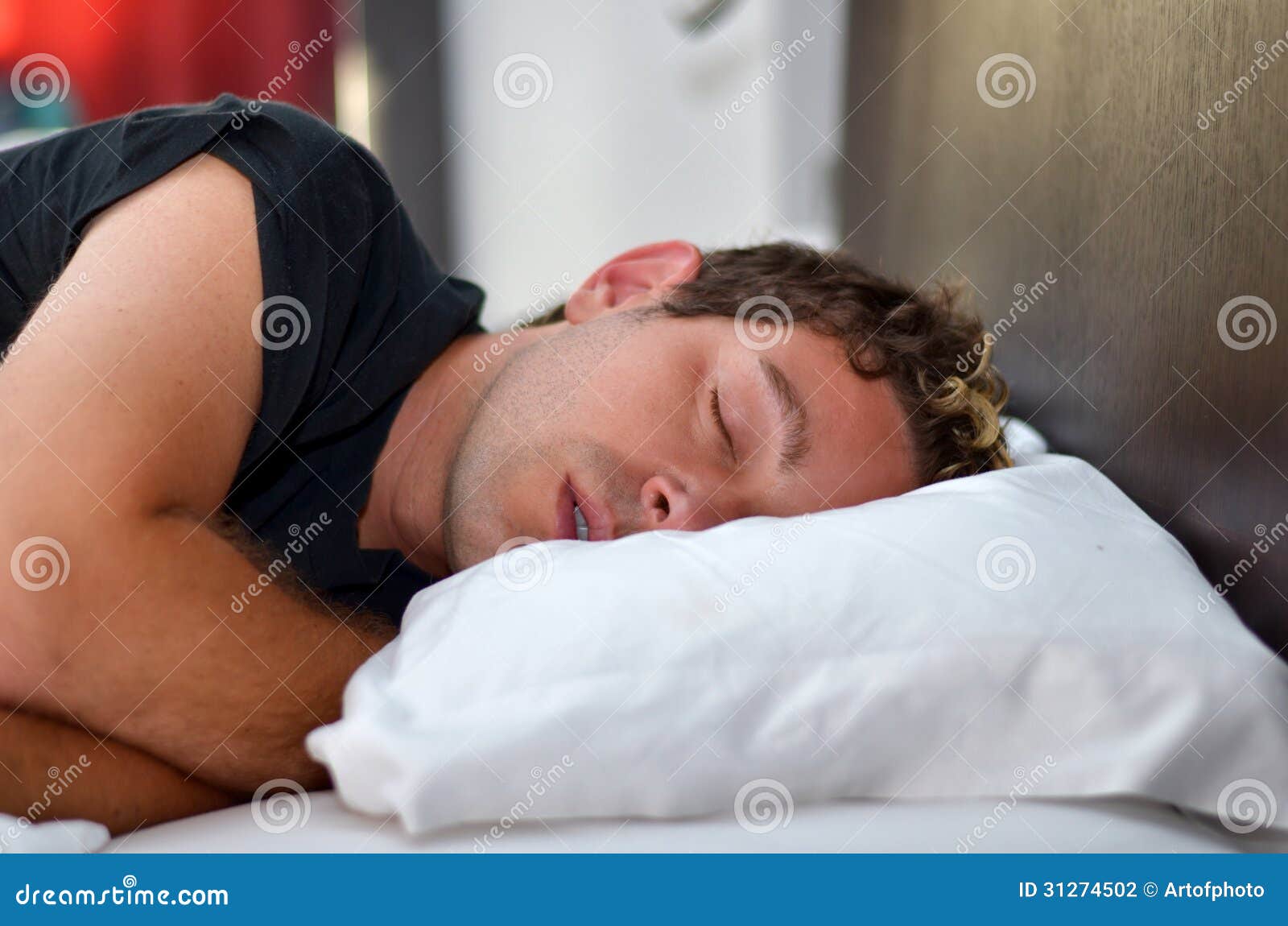 Handsome Young Man Sleeping Stock Photo - Image of adult, person: 31274502