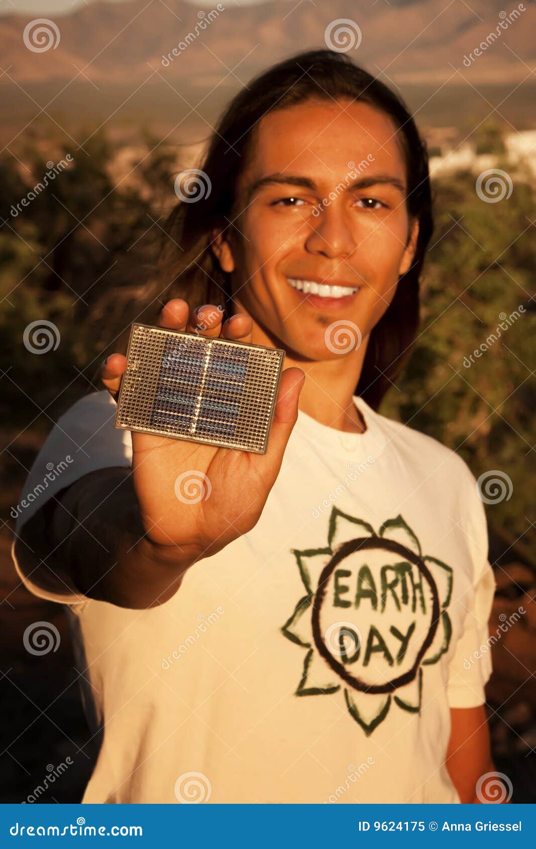 Handsome Young Man with Small Solar Panel Stock Image - Image of earth ...