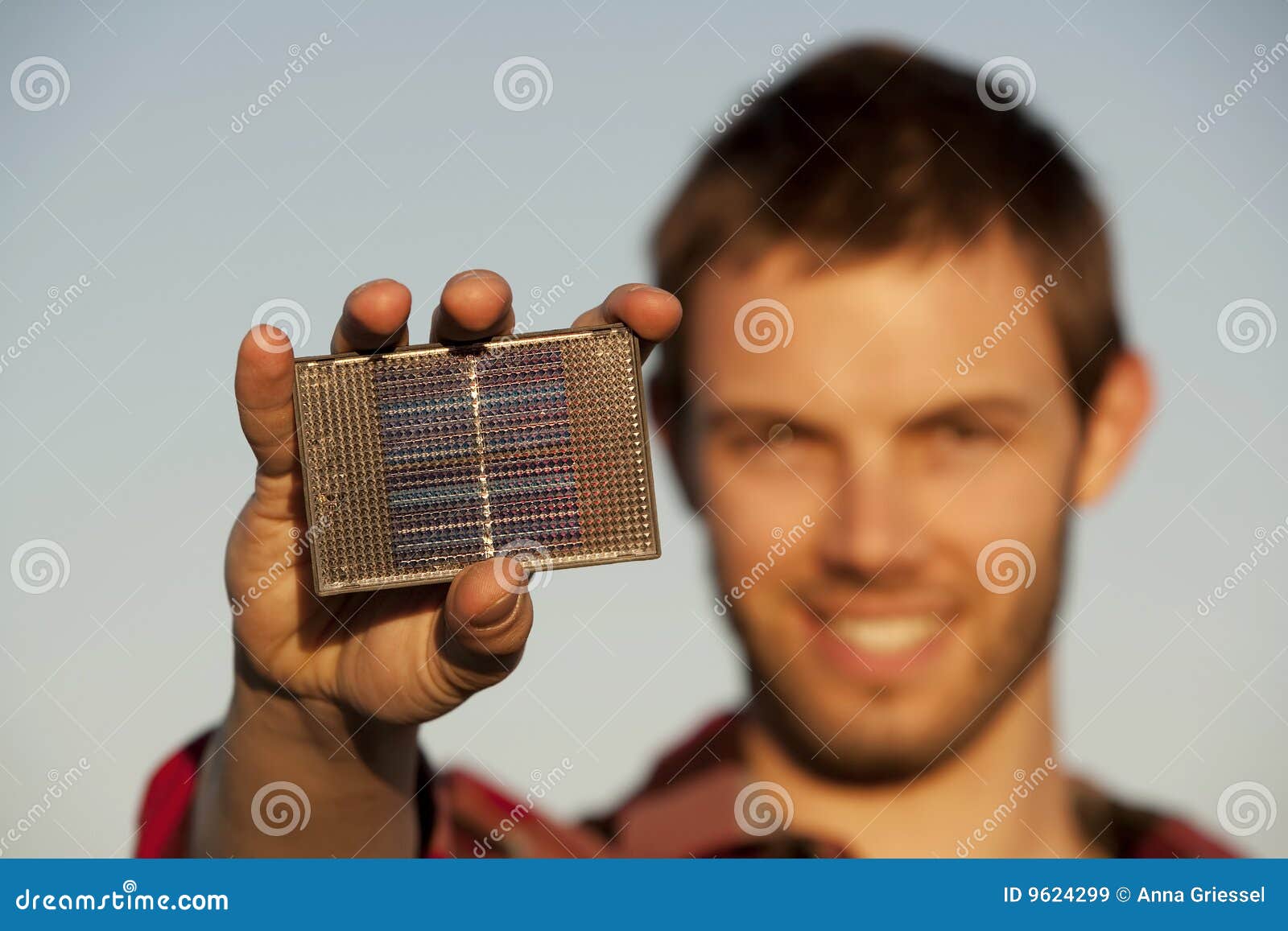 Handsome Young Man with Small Solar Panel Stock Image - Image of happy ...