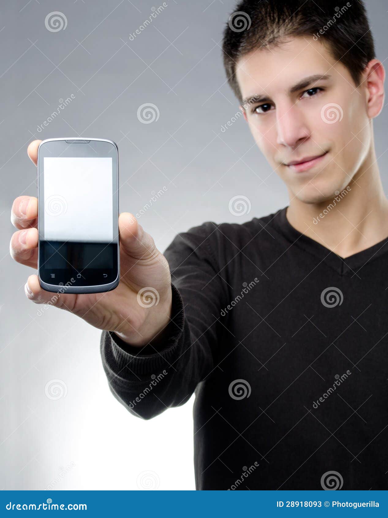 Handsome Young Man with a Smartphone Stock Image - Image of cell, male ...