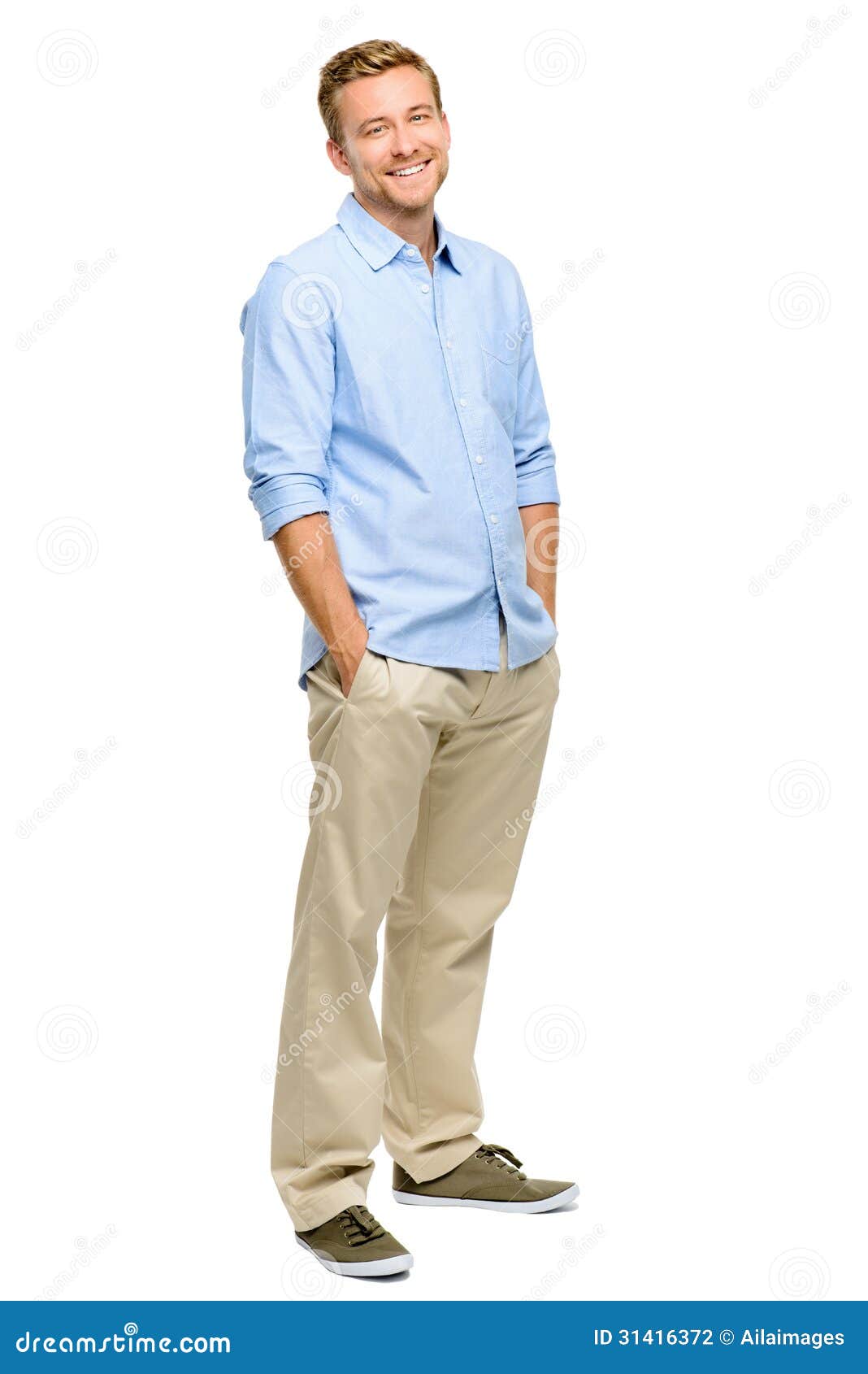 Handsome Young Man Smiling Full Length White Background Stock Photo ...