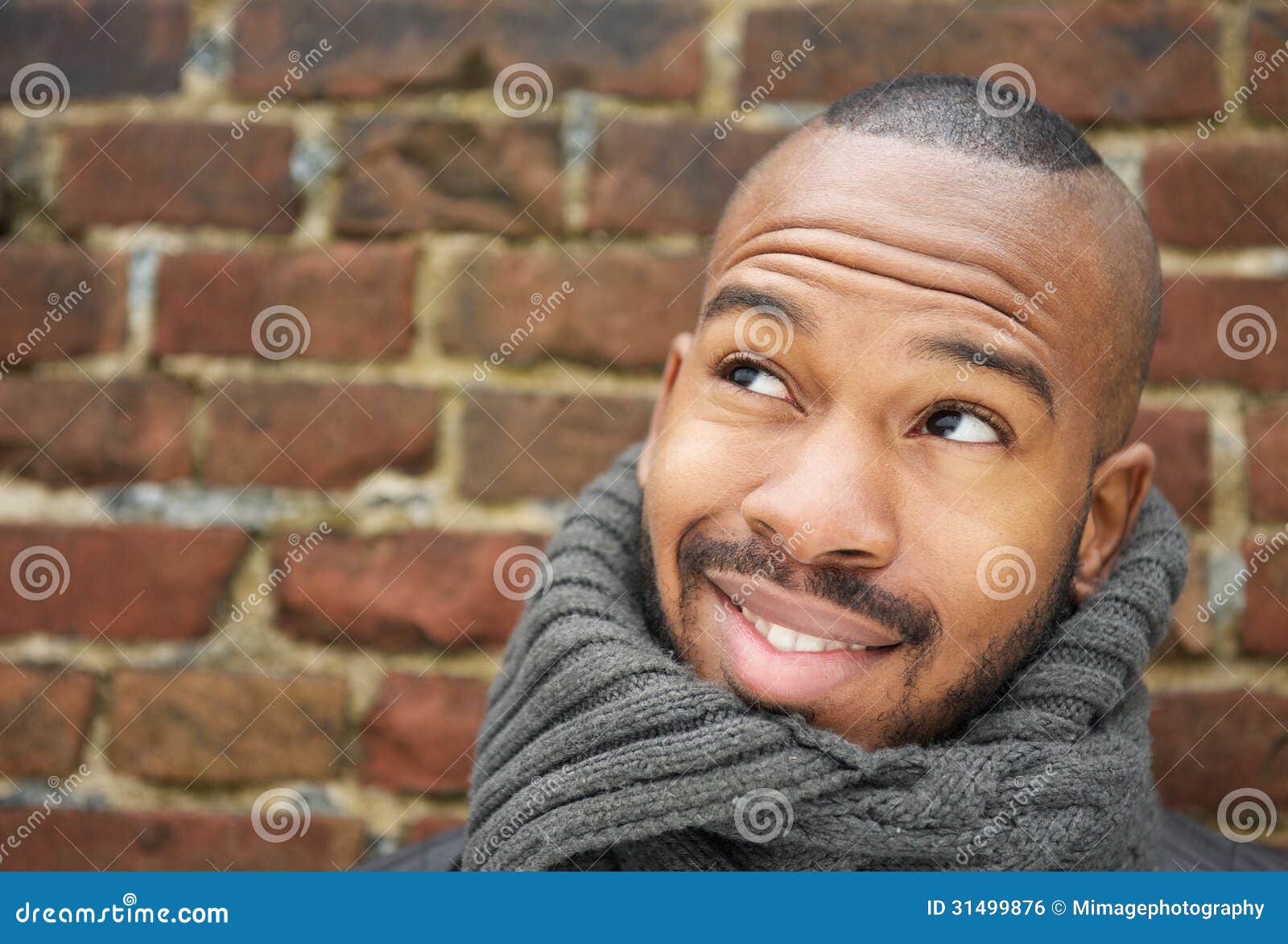 Handsome Young Man Smiling with Scarf Outdoors Stock Photo - Image of ...