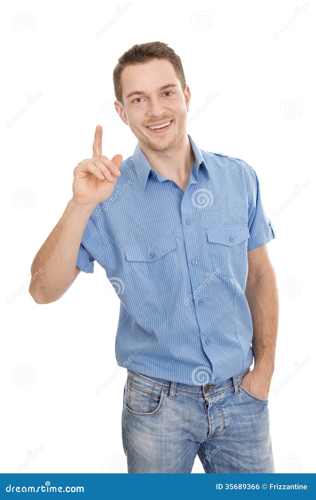 Handsome Young Man Speaks Up Stock Photo - Image of offer, blond: 35689366