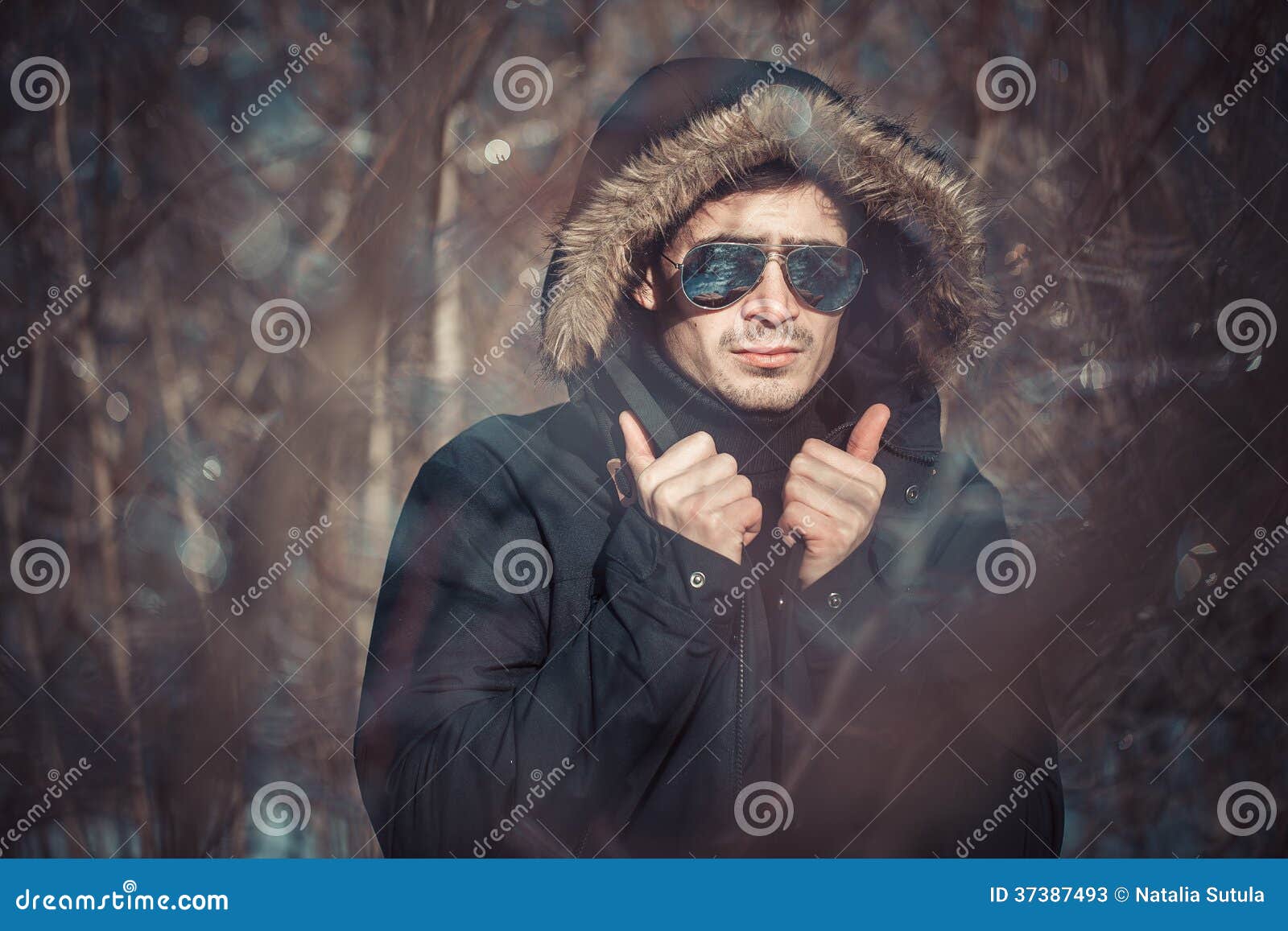 A Handsome Young Man with Spectacles in the Park Stock Image - Image of ...