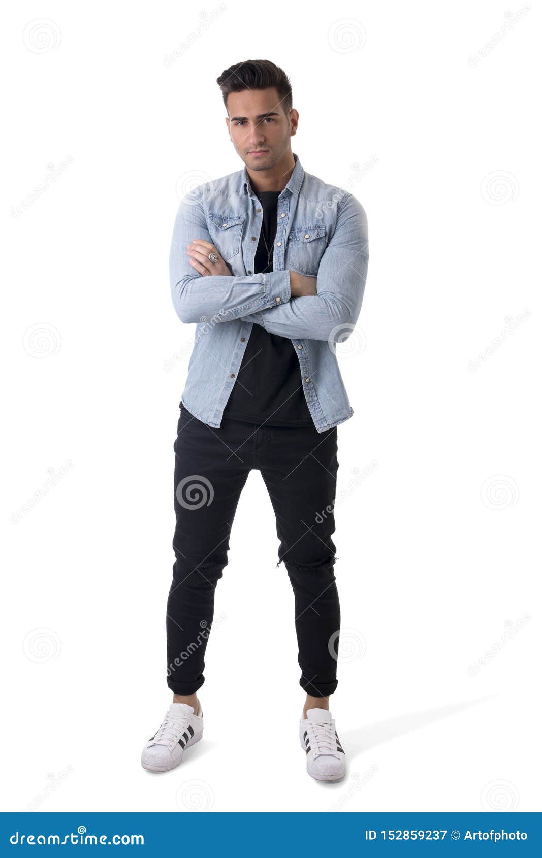 Handsome Young Man Standing with Denim Shirt Stock Image - Image of ... Handsome Young Man Standing with Denim Shirt Stock Image - Image of ...