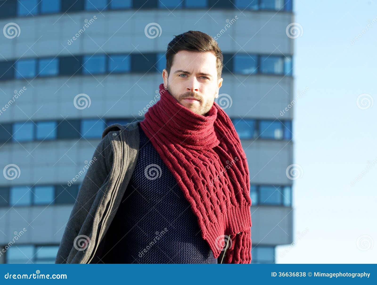 Handsome Young Man Standing Outside Office Building Stock Photo - Image ...