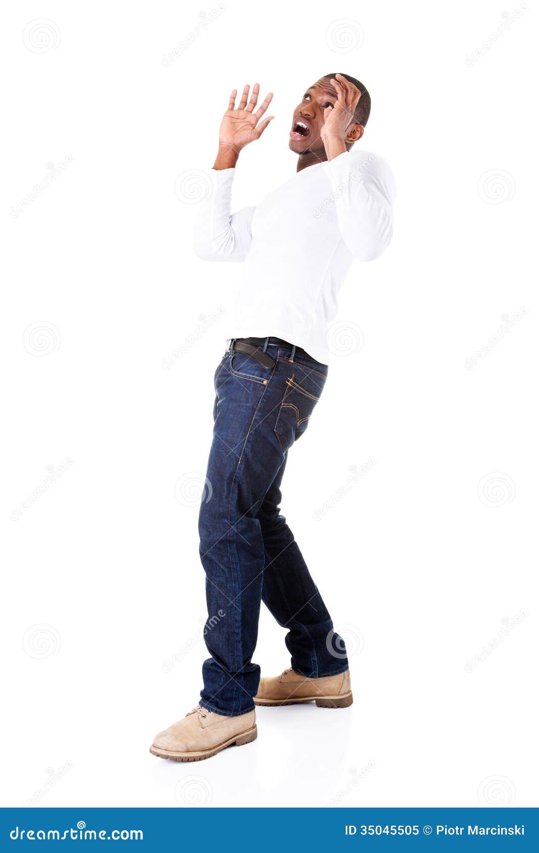 Handsome Young Man Standing, Scared. Royalty Free Stock Photo - Image ...