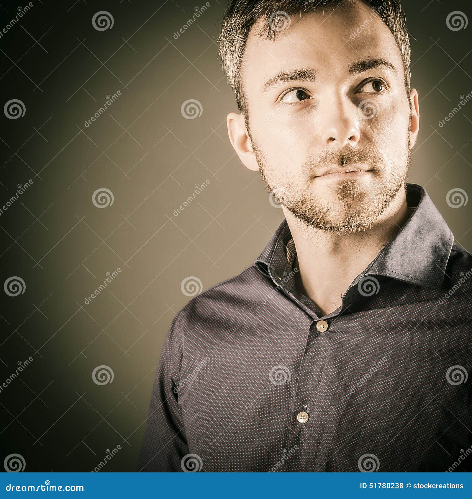 Handsome Young Man Standing Thinking Stock Photo - Image of pretty ...