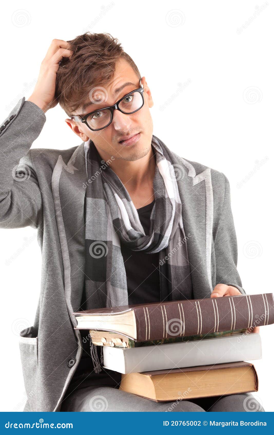 Handsome Young Man Studying Stock Photo - Image of book, geek: 20765002