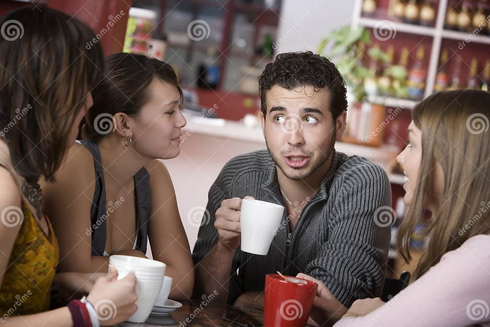Handsome Young Man Surrounded by Women Stock Image - Image of ...