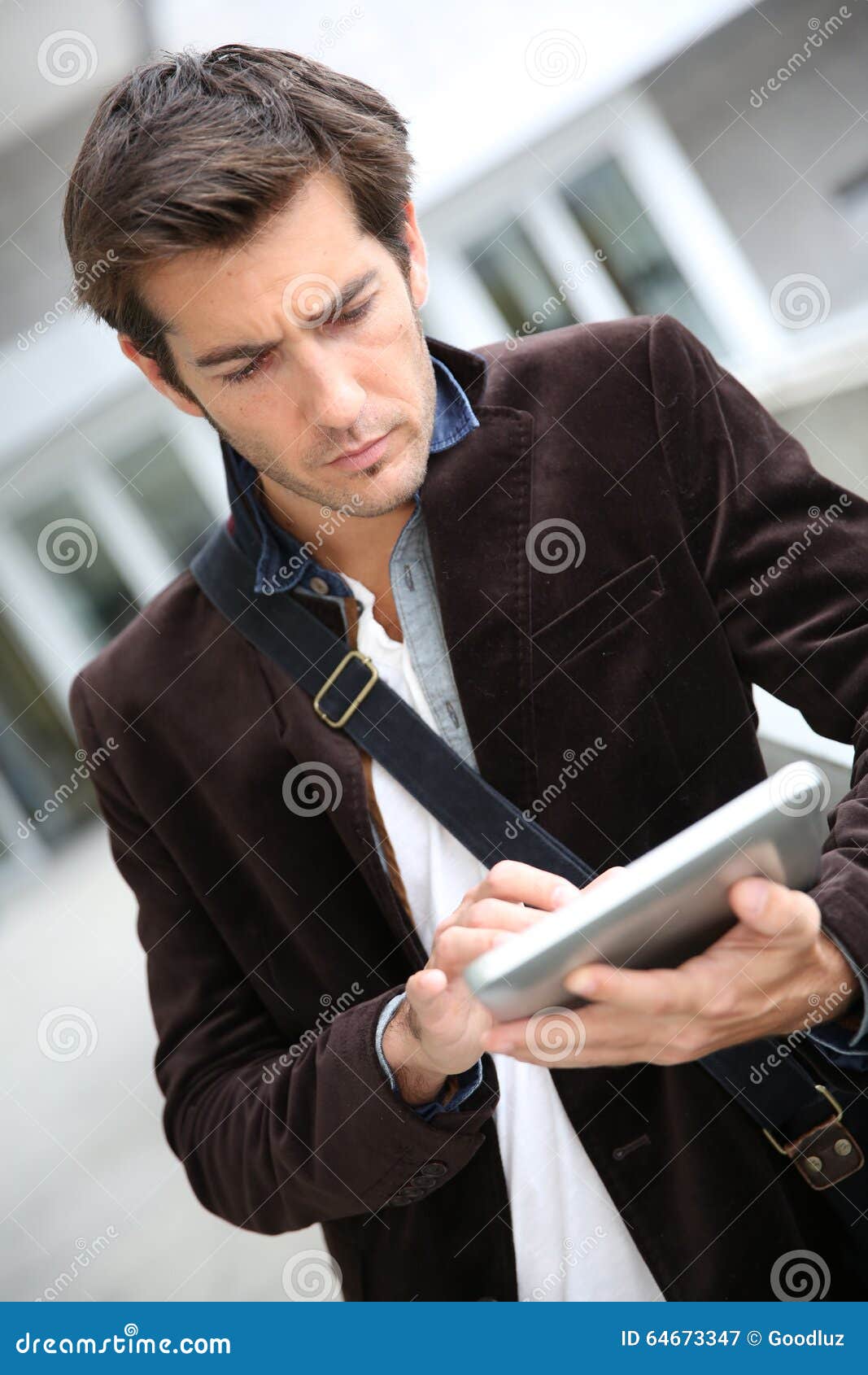 Handsome Young Man with Tablet Stock Image - Image of european ...