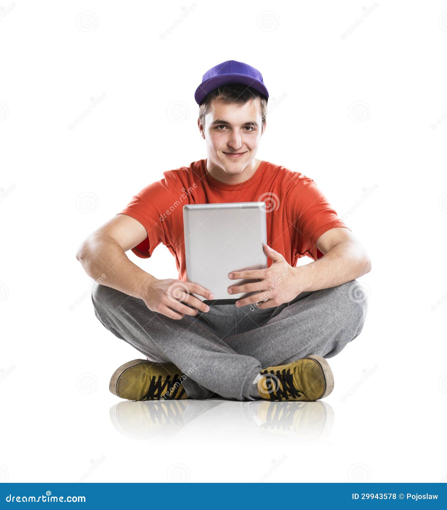 Young man with tablet stock photo. Image of cheerful - 29943578