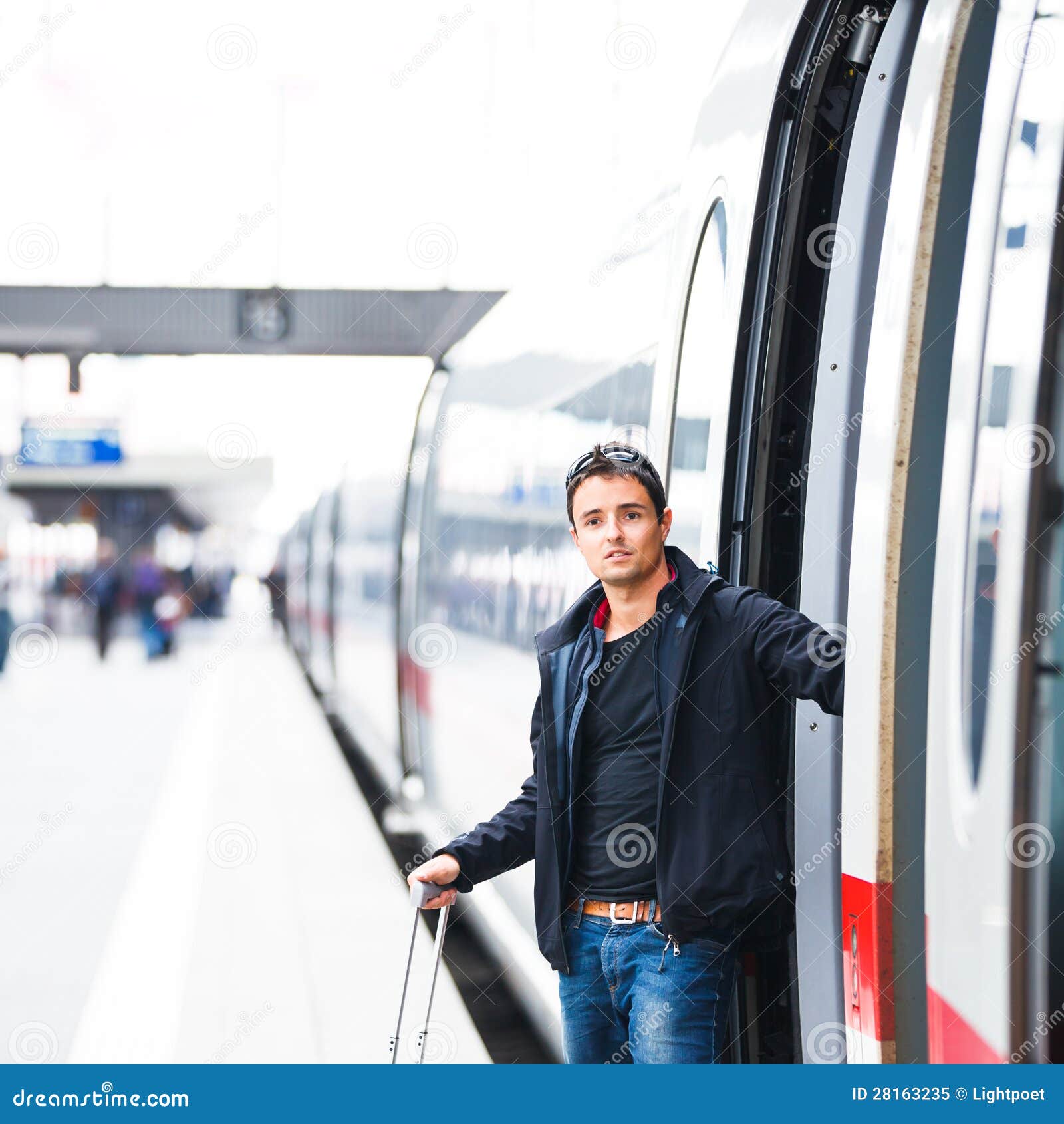 Handsome Young Man Taking a Train Stock Image - Image of goodbye ...