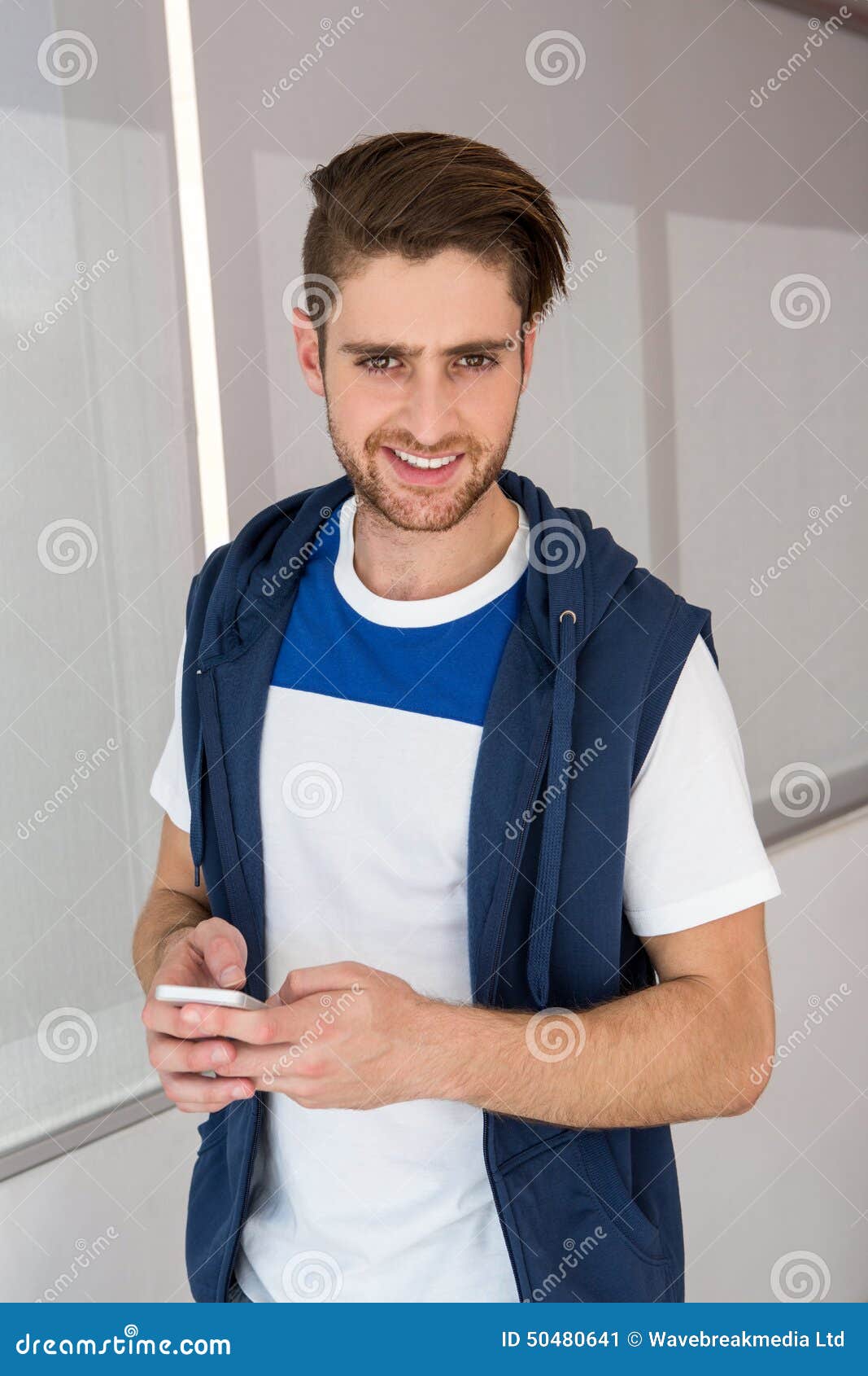 Handsome Young Man Text Messaging Stock Image - Image of mobile ...