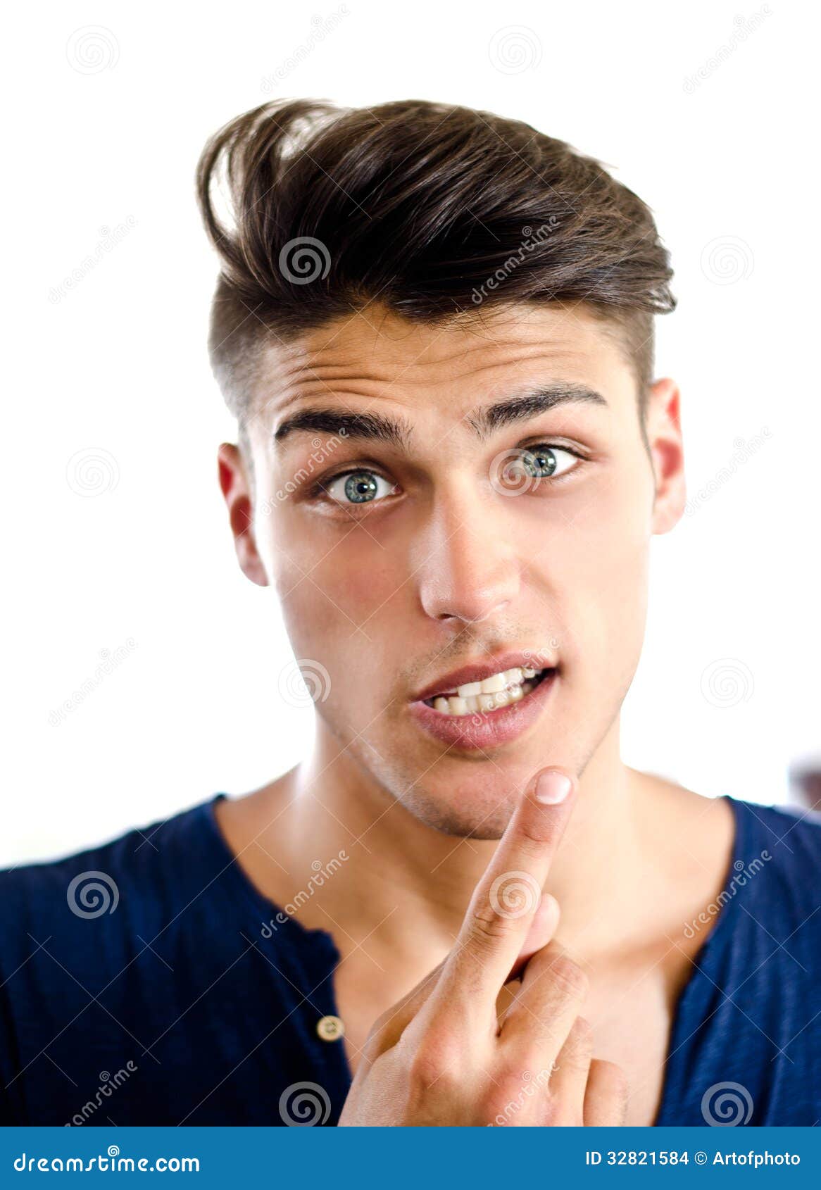 Handsome Young Man Thinking an Idea, Doing Funny Expression Stock Photo ...