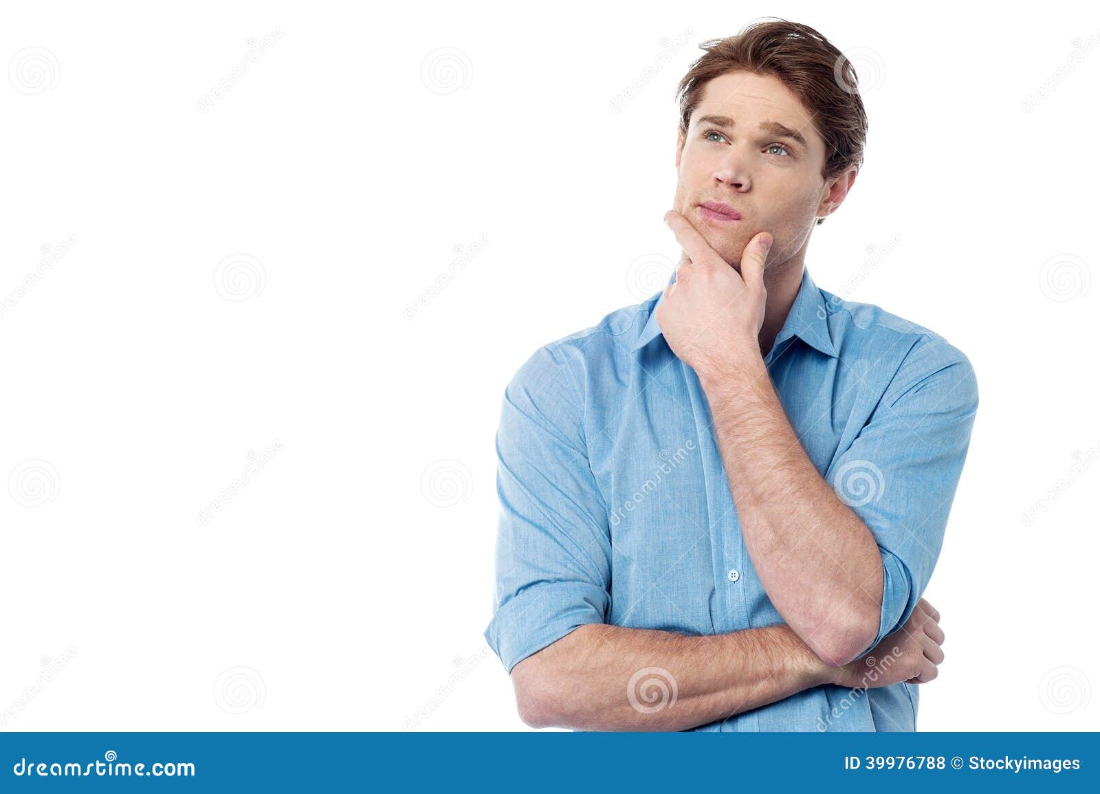 Handsome Young Man Thinking Something Stock Photo - Image of company ...