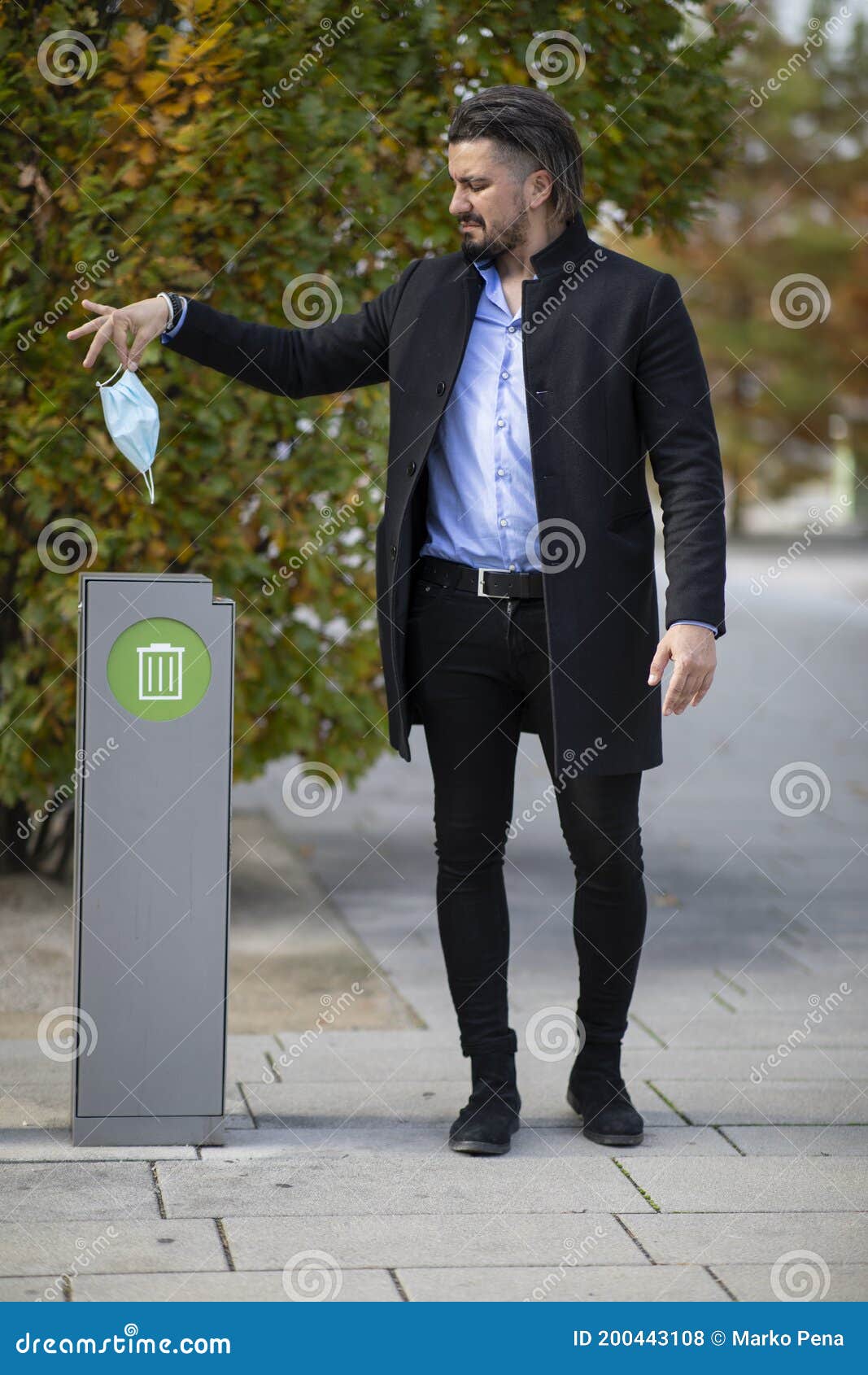 Handsome Young Man Throwing Away Corona Mask Stock Photo - Image of ...