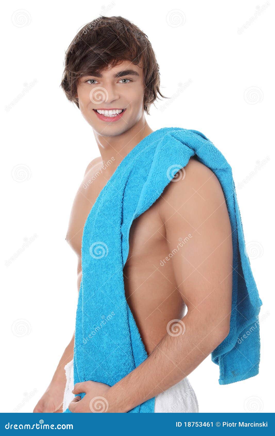 Handsome Young Man with the Towel Stock Image - Image of isolated ...