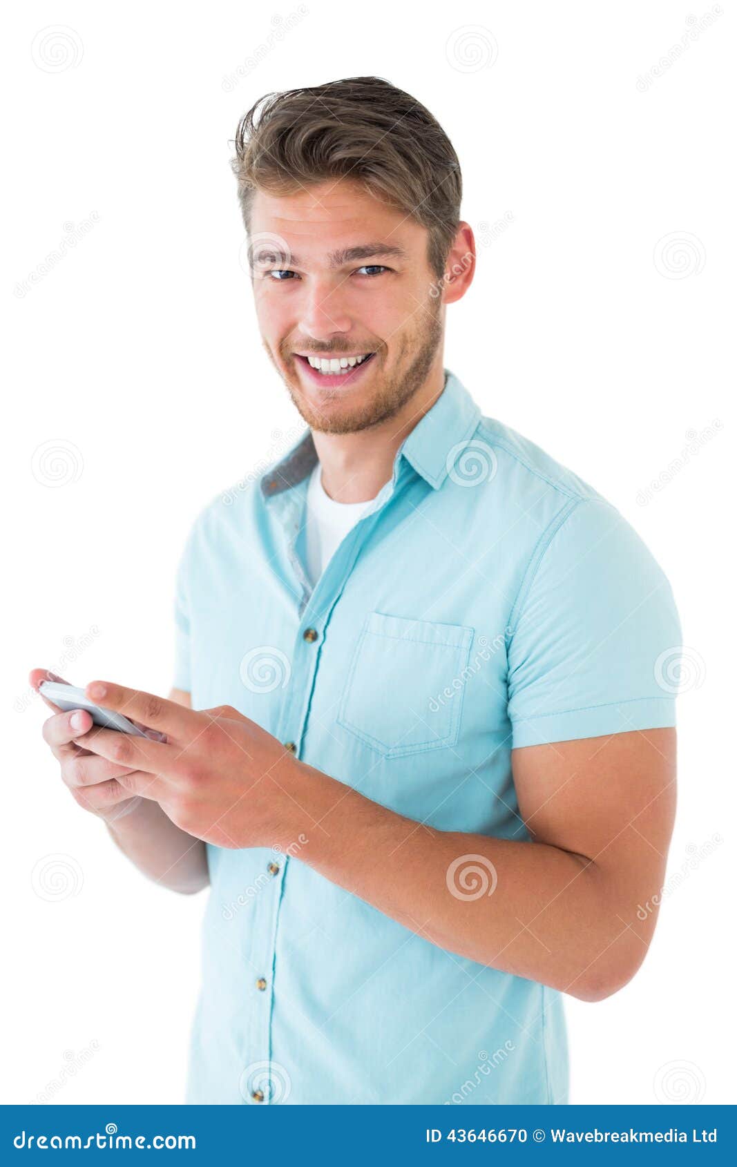 Handsome Young Man Using His Smartphone Stock Photo - Image of ...