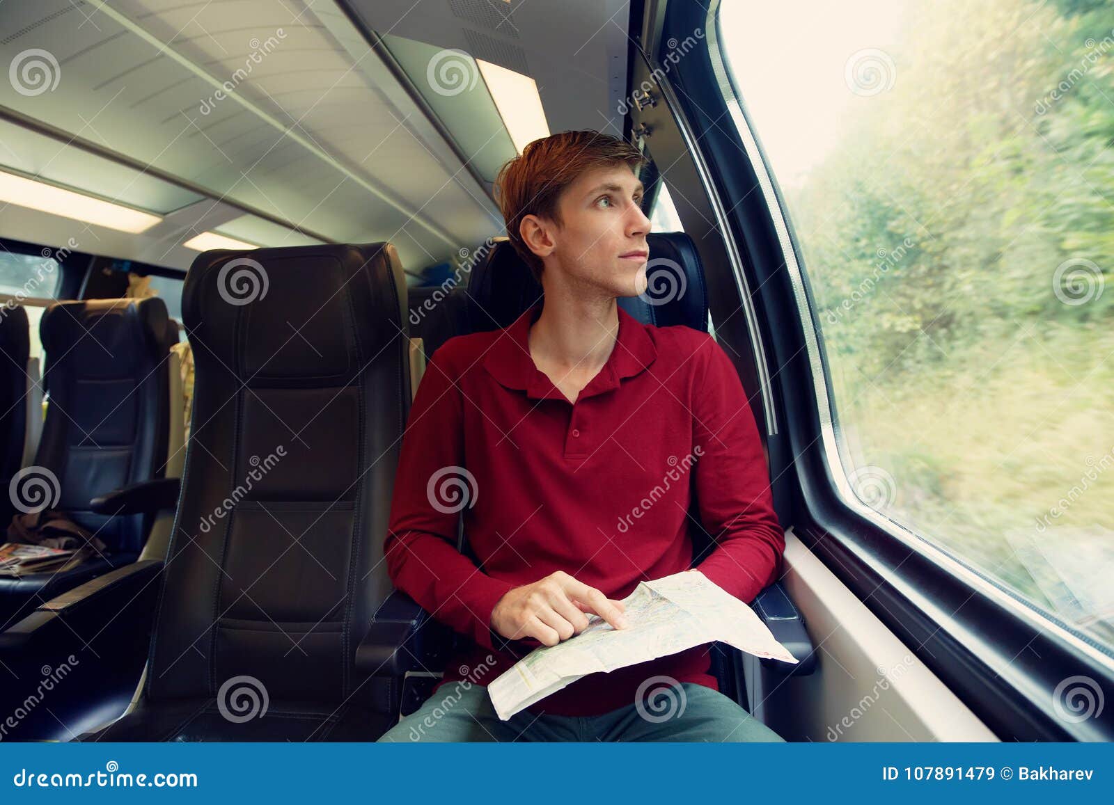 Handsome Man Riding on a Train Stock Image - Image of transport ...