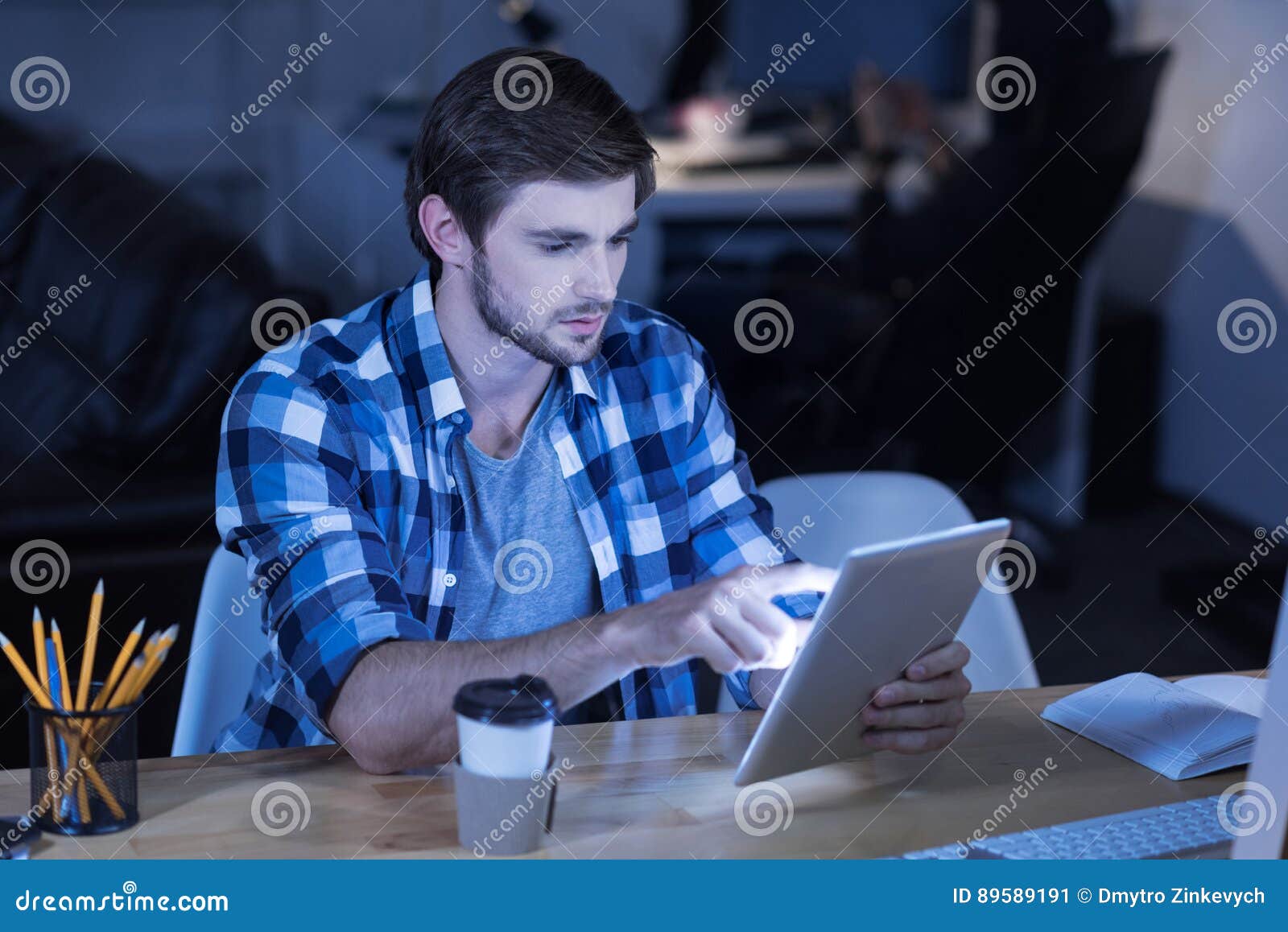 Handsome Young Man Using Modern Electronic Device Stock Image - Image ...