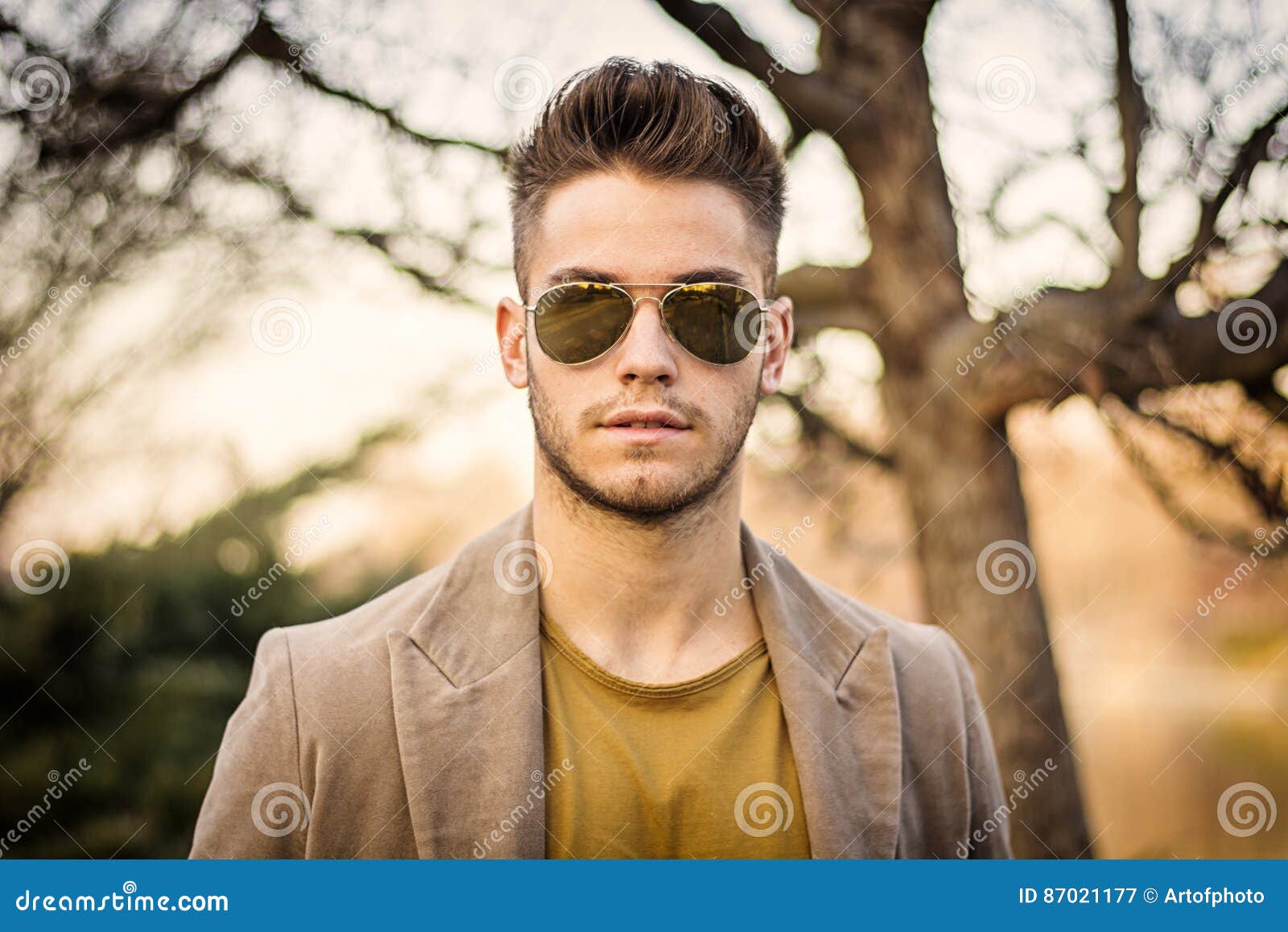 Handsome Young Man Walking Along Rural Road Stock Image - Image of ...