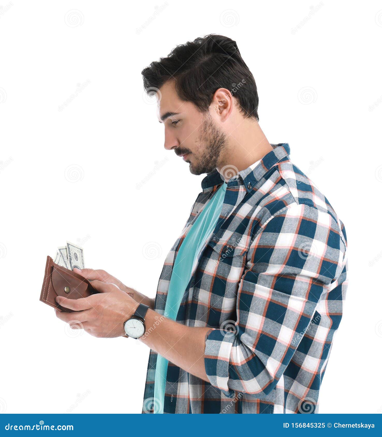 Handsome Young Man with Wallet Stock Image - Image of counting ...