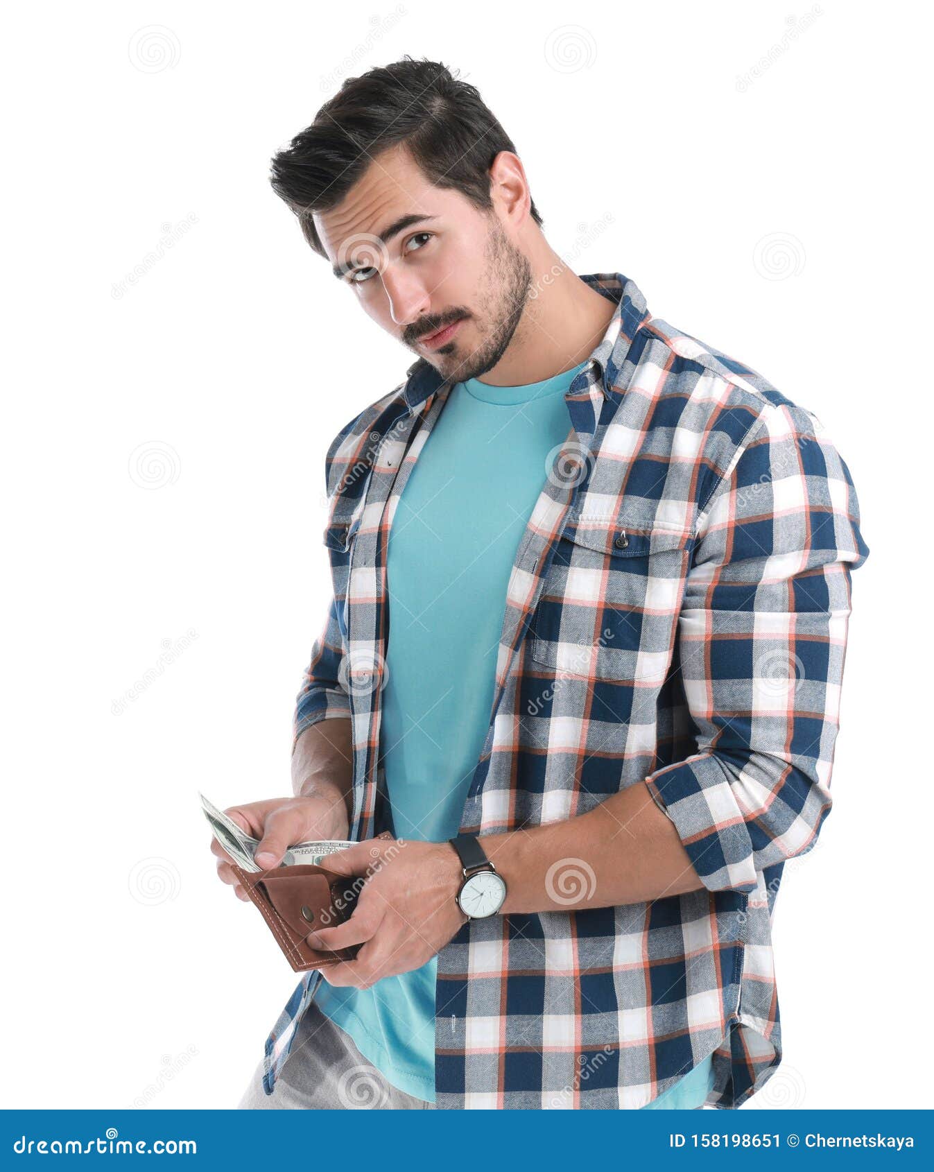 Handsome Young Man with Wallet on Background Stock Image - Image of ...