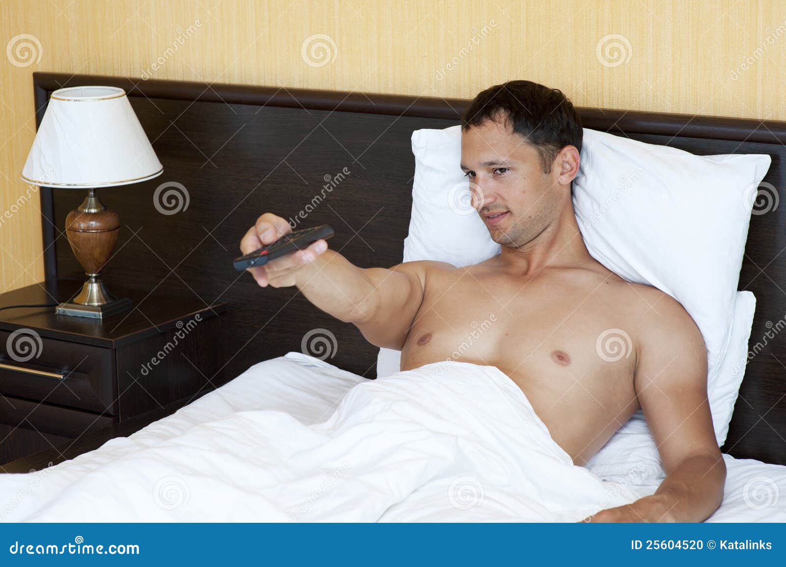 Handsome Young Man Watching Tv Stock Photo - Image of house ...